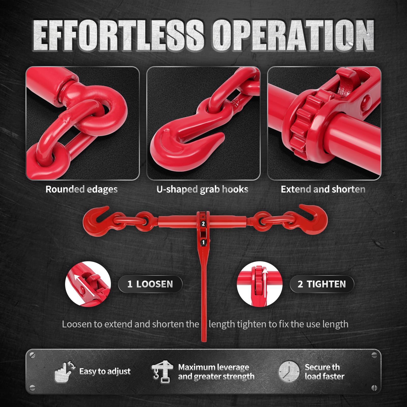 3/8 Chain Ratchet Load Binder And Chain Set - 3/8" G80 Chain (10ft ...