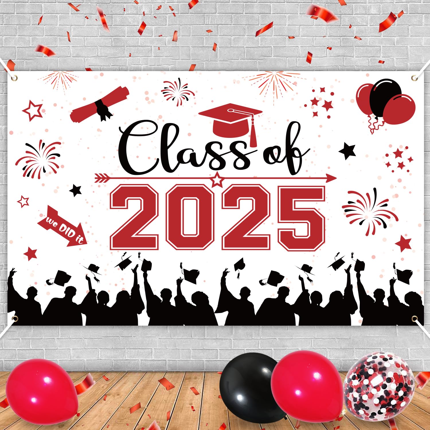 2025 Graduation Backdrop Banner 70 X 42 Red And Black | Desertcart Sri ...