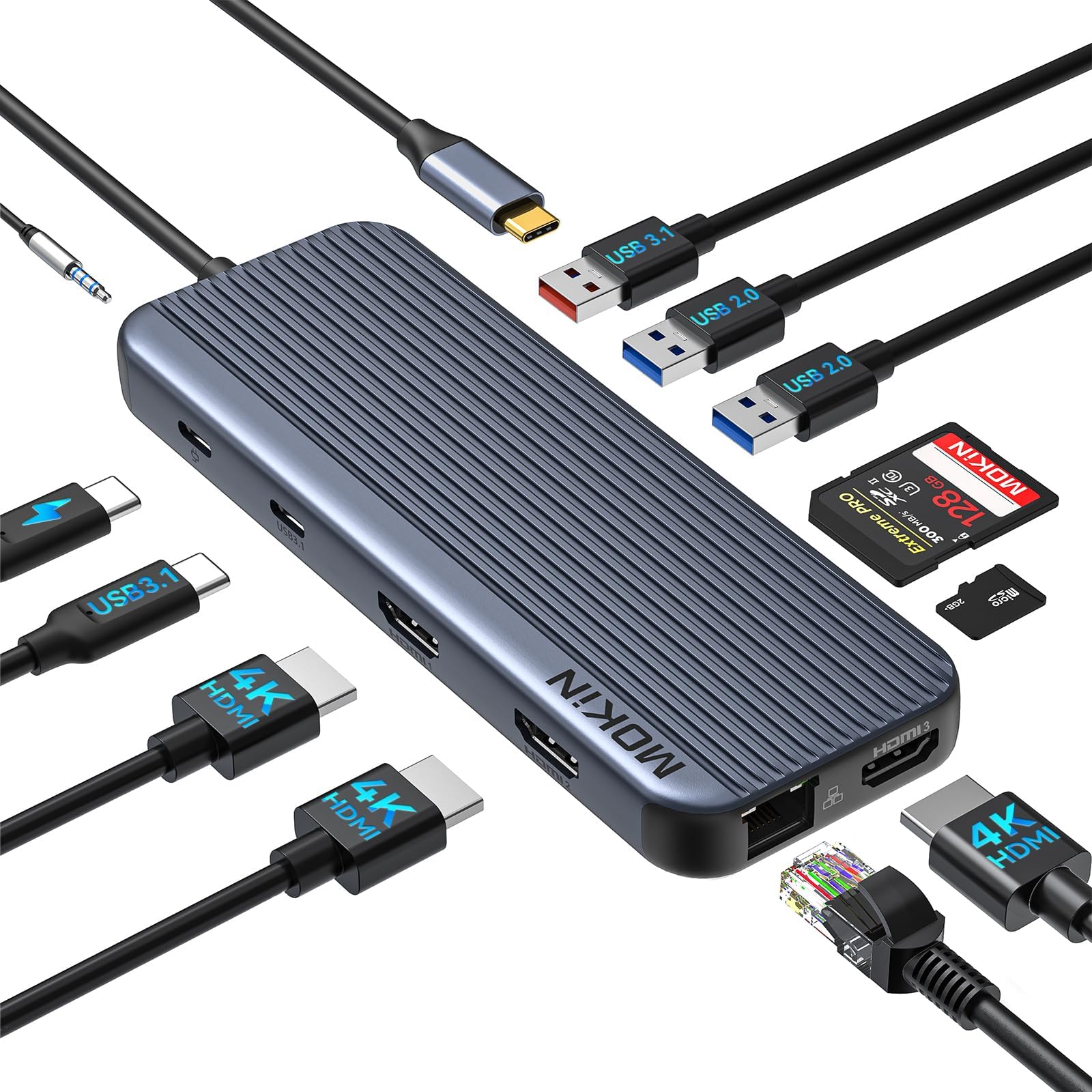 DisplayLink Docking Station pour MacBook Pro/Air, 15 en 1 DisplayLink ...