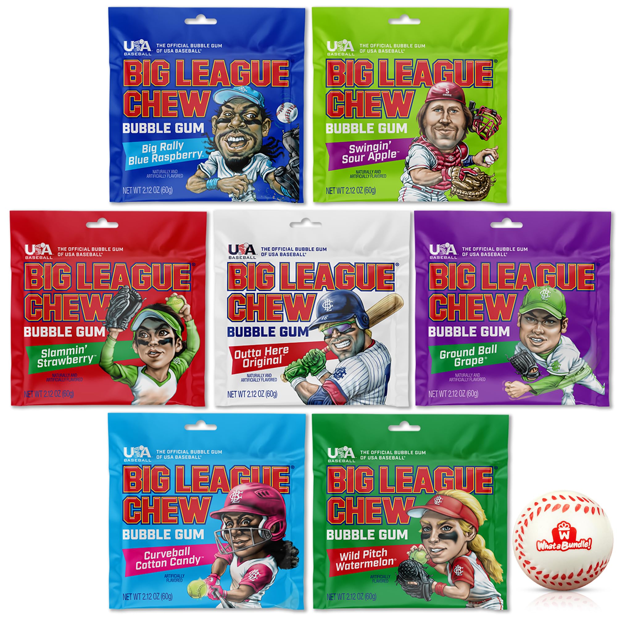Buy Big League Chew Bubble Gum Variety Pack - All 7 Big League Chew ...