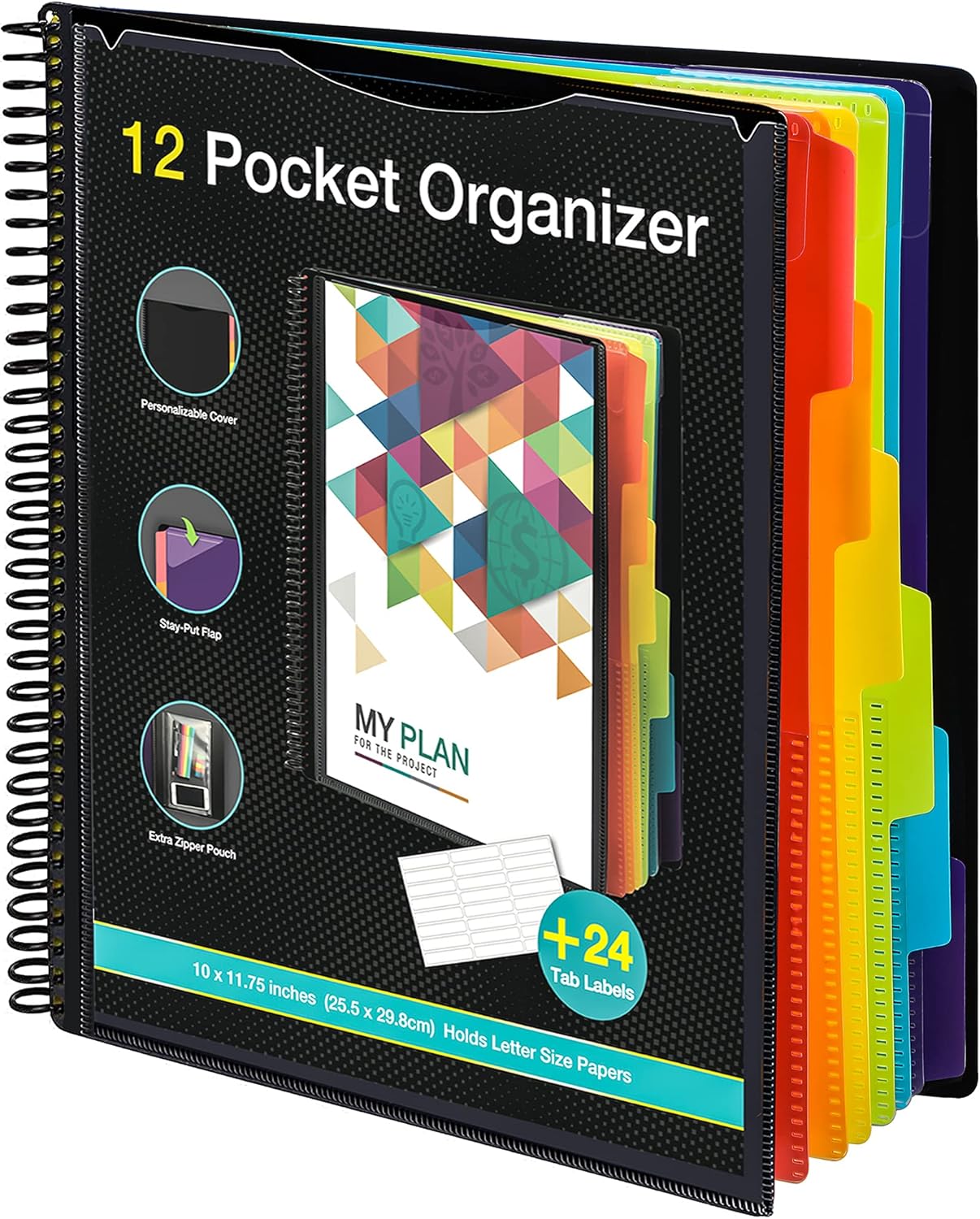Amazon.com : KTRIO 12 Pocket Poly Project Organizer, Binder Organizer ...