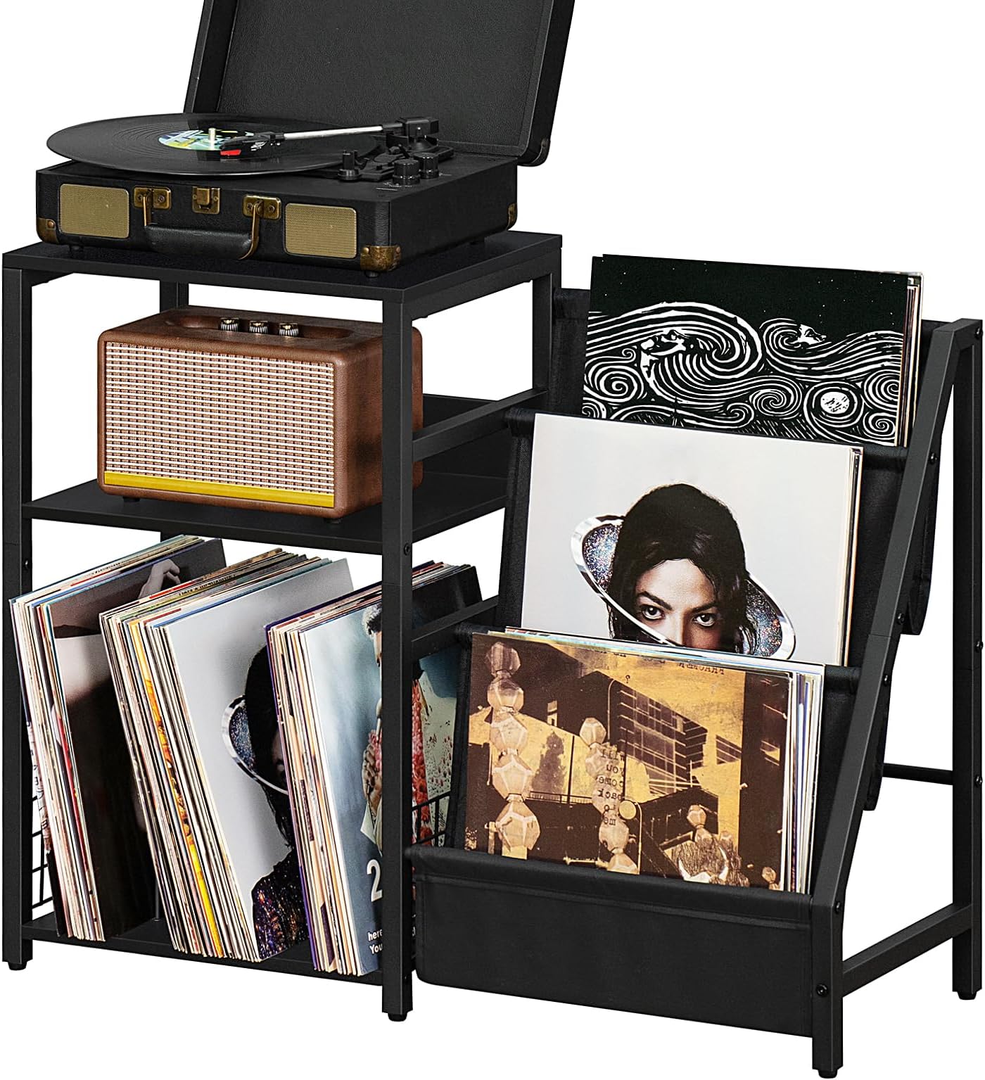 Stand HYCFYJR With Vinyl Record Storage, Turntable Stand With 2-Tier ...