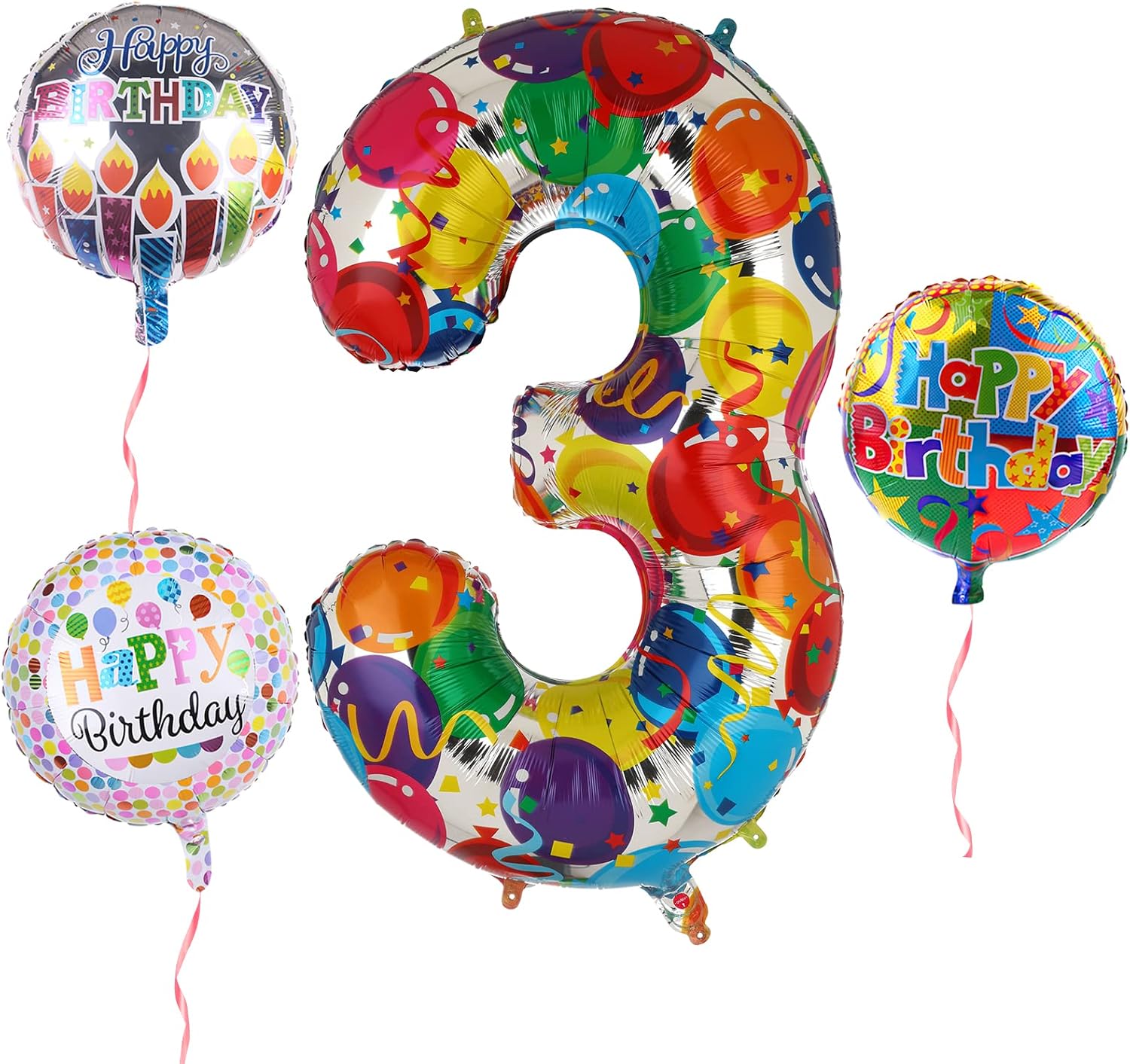 Amazon.com: HHLCWA 4 Pcs Large Neon Rainbow Number Foil Balloons, 40 ...