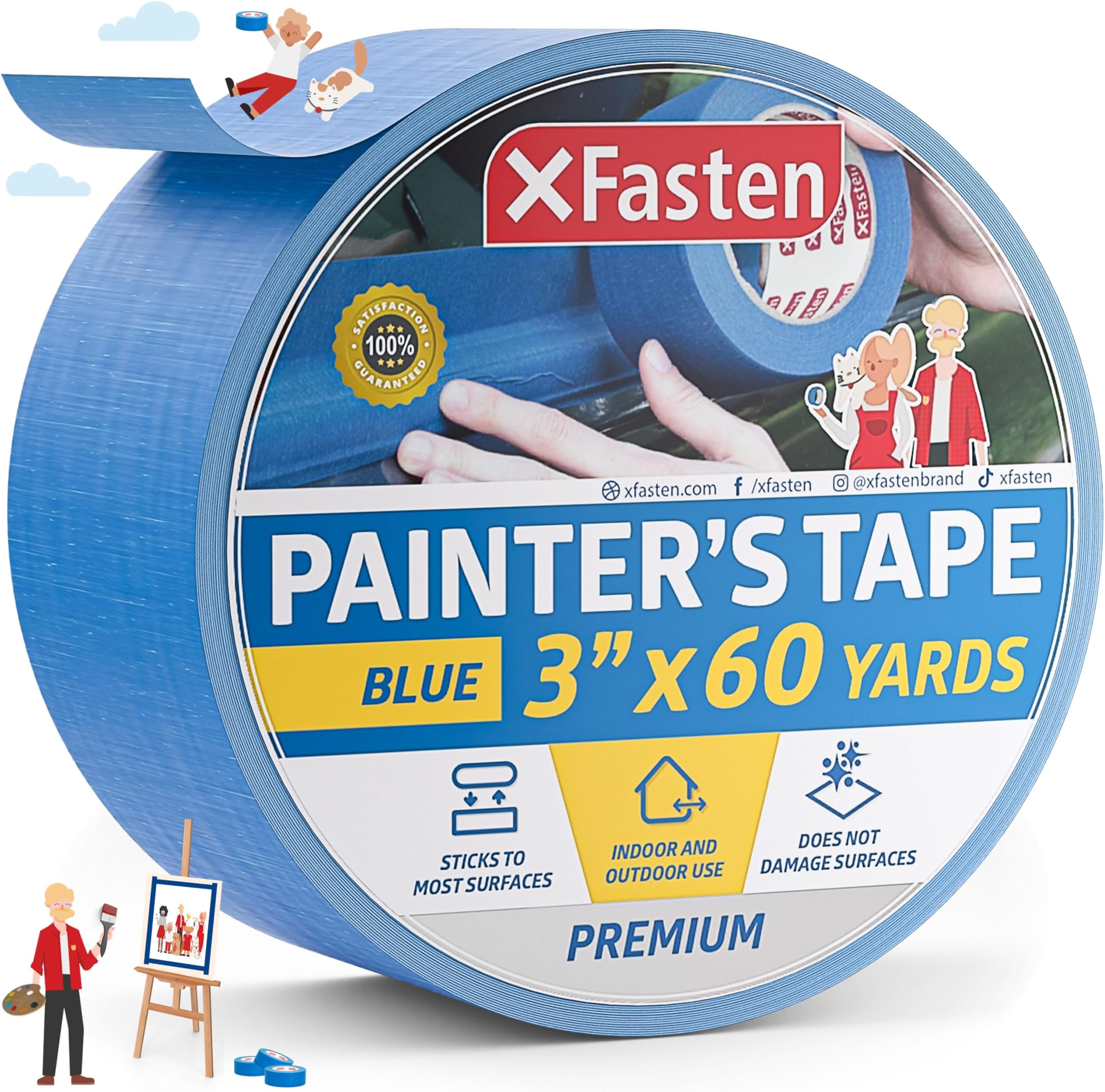 Coral 71503 Easy Blue Masking Tape for Indoor and Outdoor use 2 inch ...