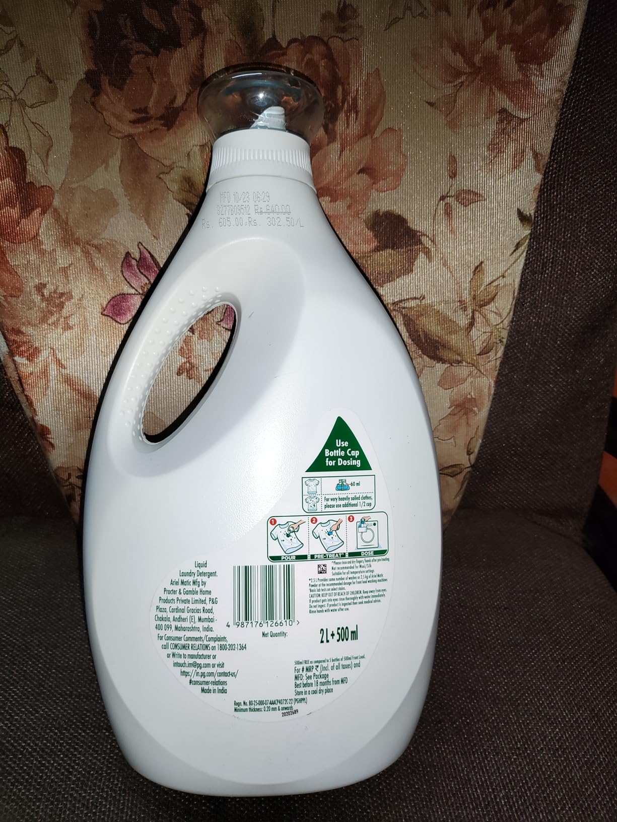 Ariel Liquid Detergent Front Load - 2L + 500ml free | Removes 7 day ...