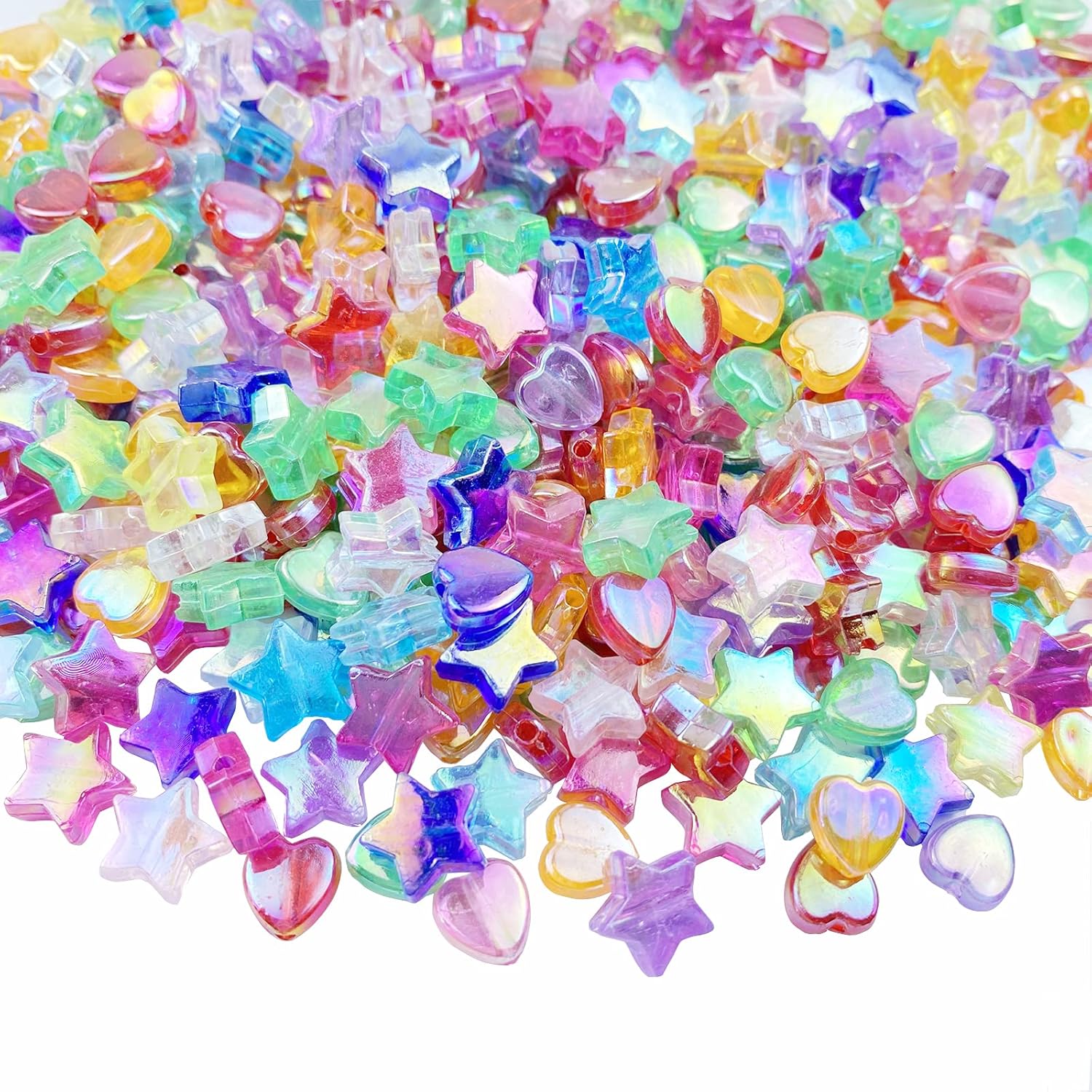 Amazon.com: Jmassyang 600 PCS Acrylic Beads Heart Star Shape Charming ...