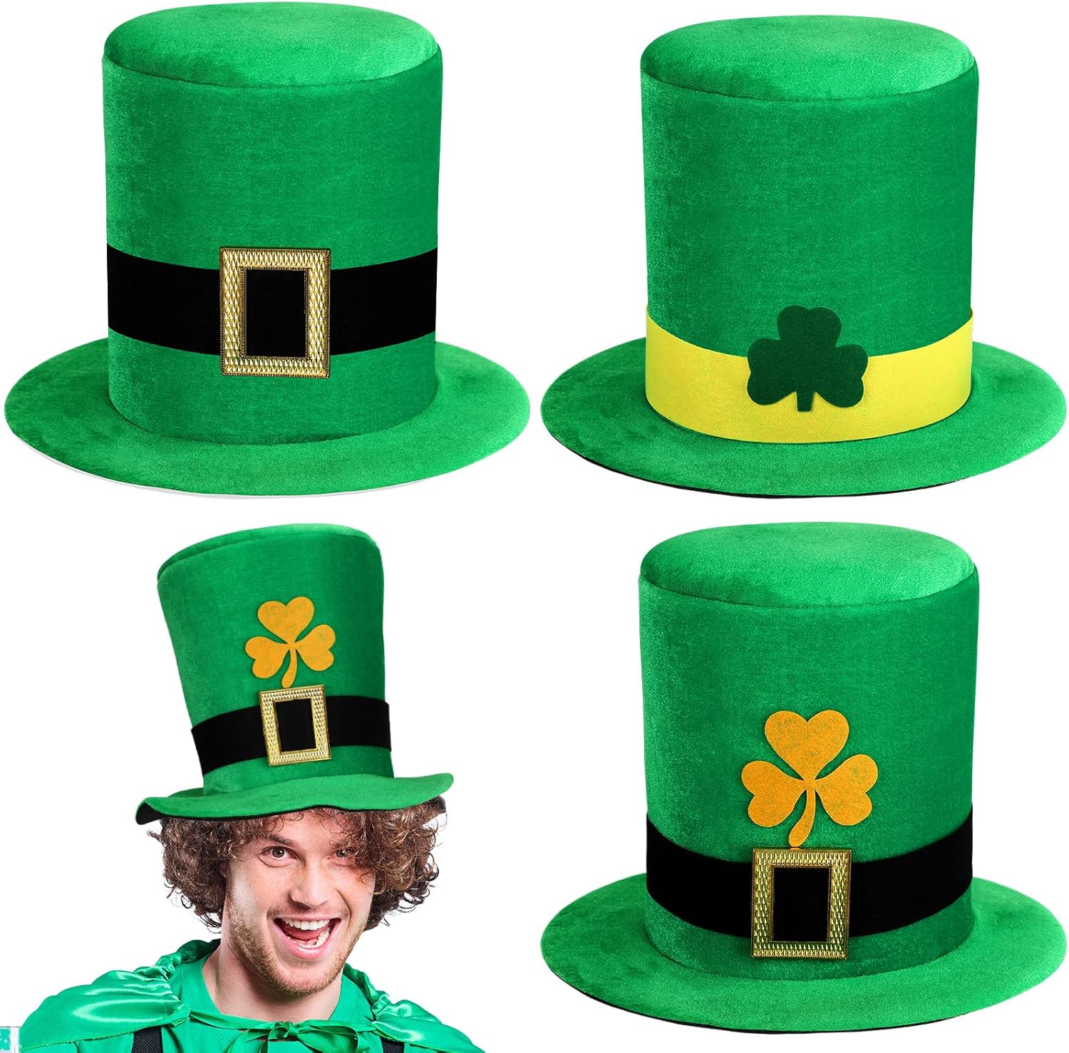 Amazon.com: Silkfly 3 Pack St. Patricks Day Hats Irish Hat Green ...
