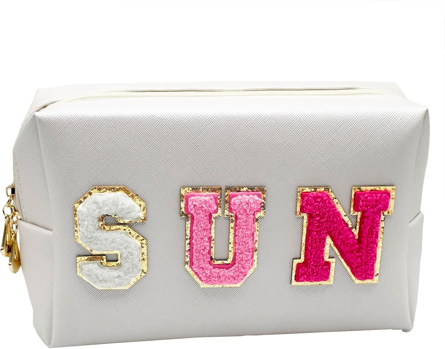 Amazon.com: COSHAYSOO Preppy Letter Patch Sunscreen Bag Makeup Cosmetic ...