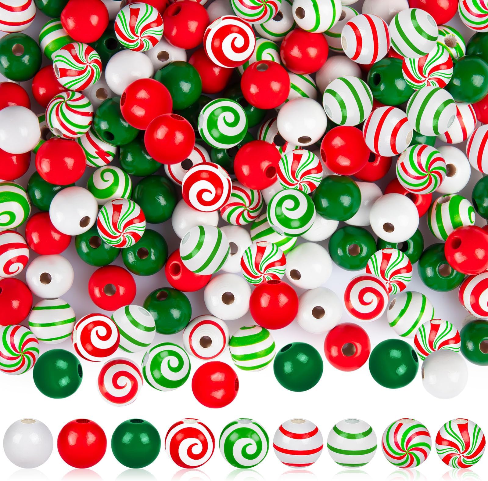 Amazon.com: LUTER 200pcs Christmas Wood Beads for Crafts, 16mm ...