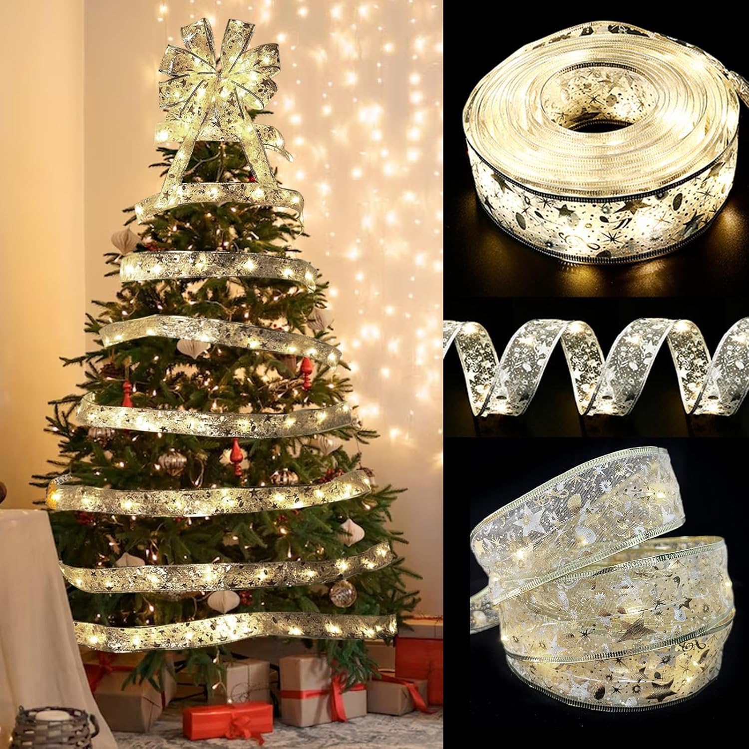 SHCHME Led Ribbon Christmas Lights, 5M 16FT 100 Upgraded Led Fairy ...