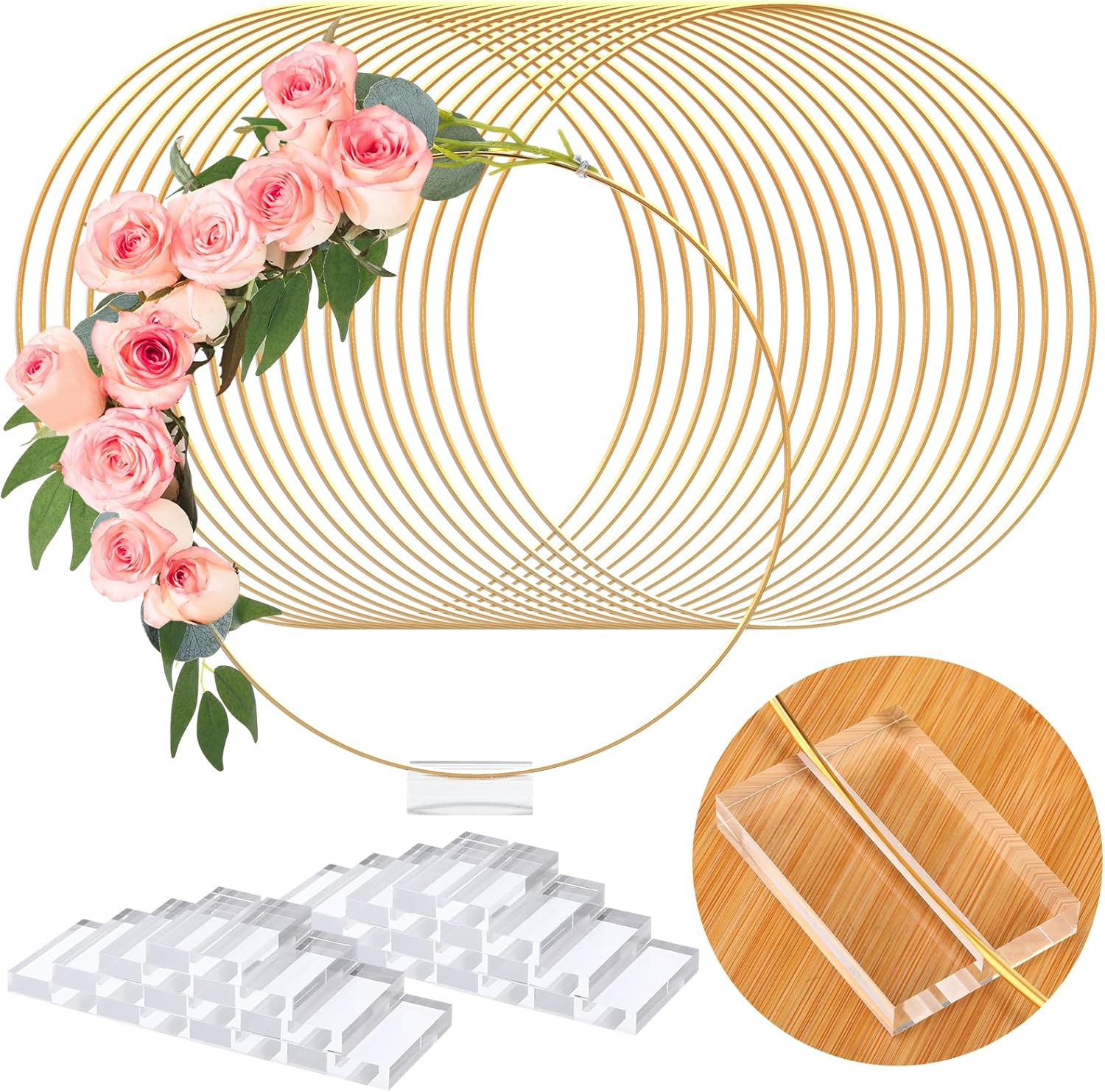 Amazon.com: 20 Pcs 14 Inch Metal Floral Hoop with 20 Pcs Acrylic ...