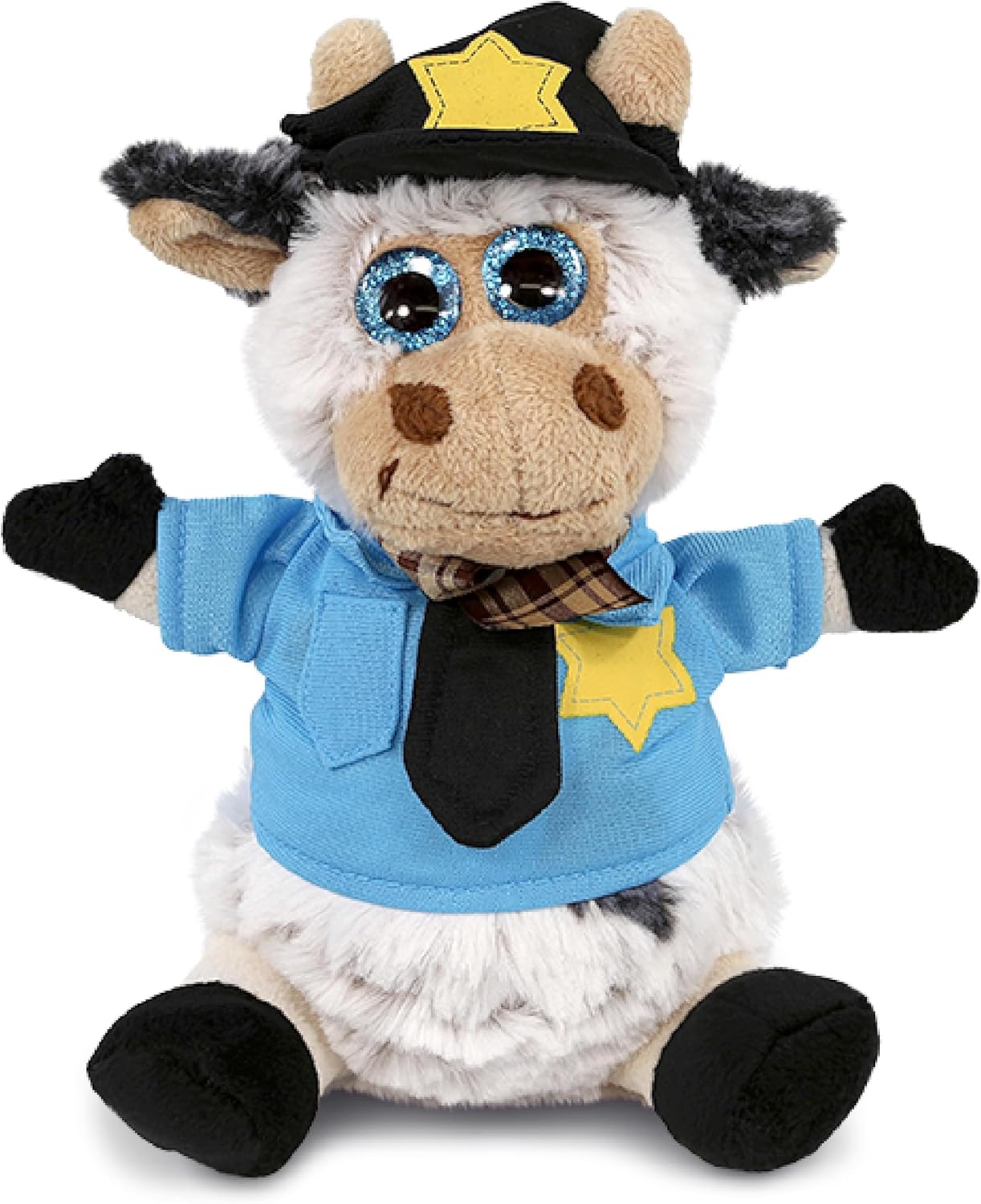 Amazon.com: DolliBu Sitting Cow Police Officer Plush Toy - Soft Cow Cop ...