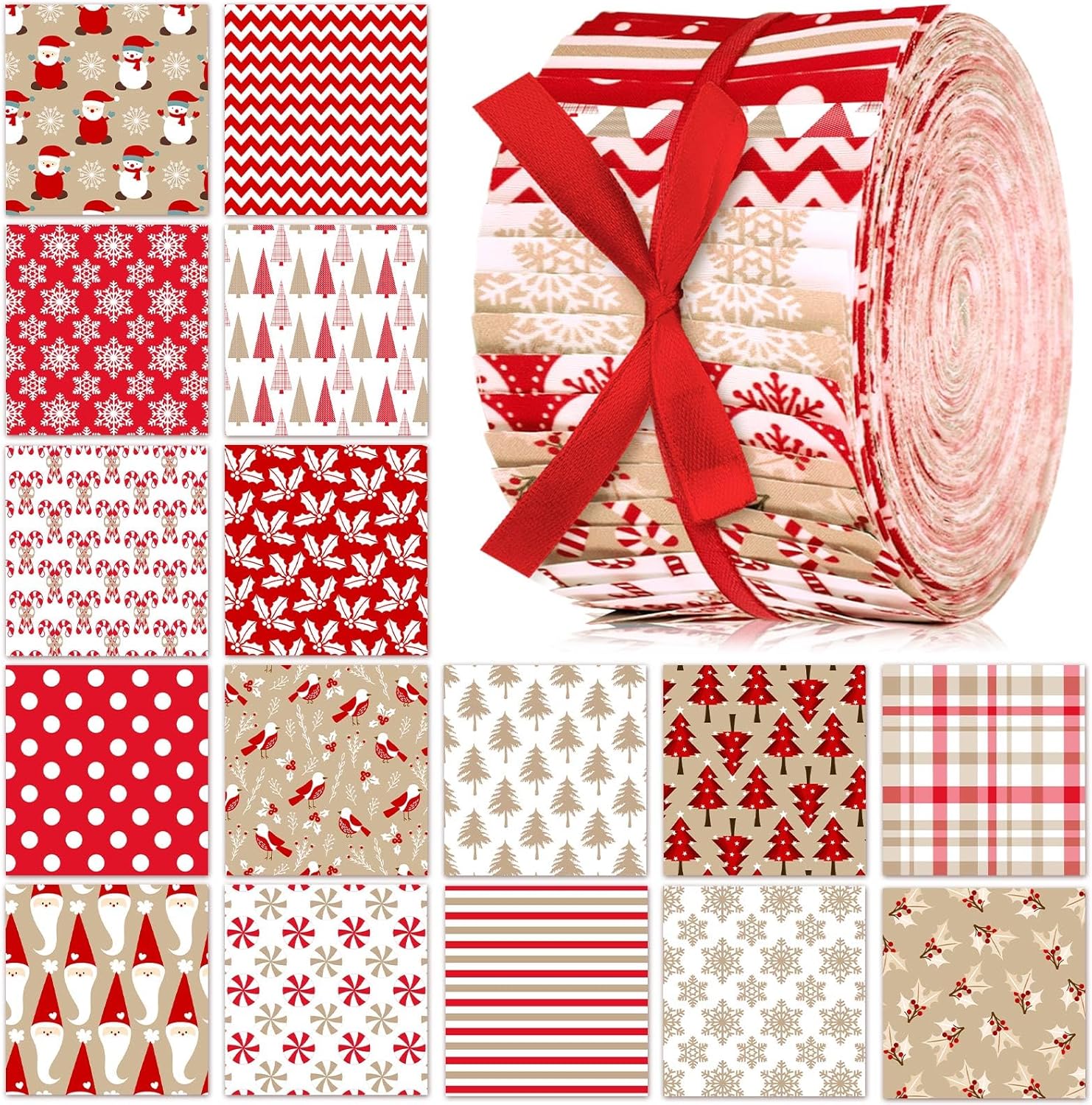 Amazon.com: Fanfanwin 40 Pcs Hot Cocoa Christmas Quilting Fabric Jelly Fabric Squares Patchwork ...