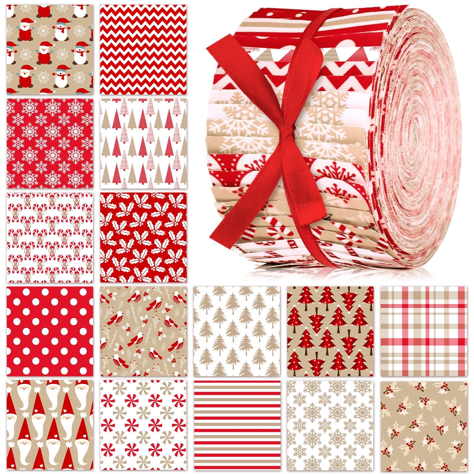 Amazon.com: Fanfanwin 40 Pcs Hot Cocoa Christmas Quilting Fabric Jelly ...