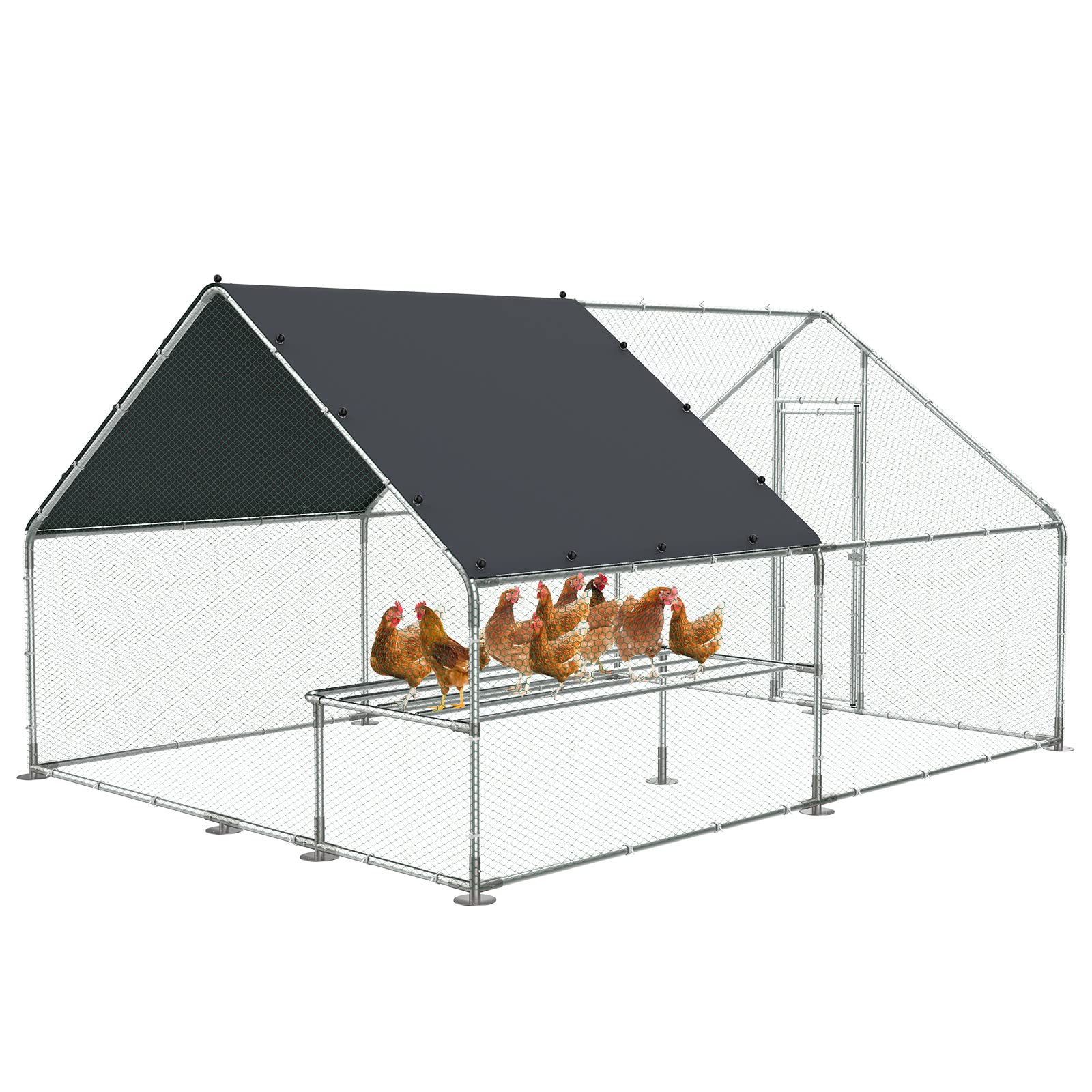 Lyromix 1.26'' Large Metal Chicken Coop with Rest Table Run,Walk-in ...