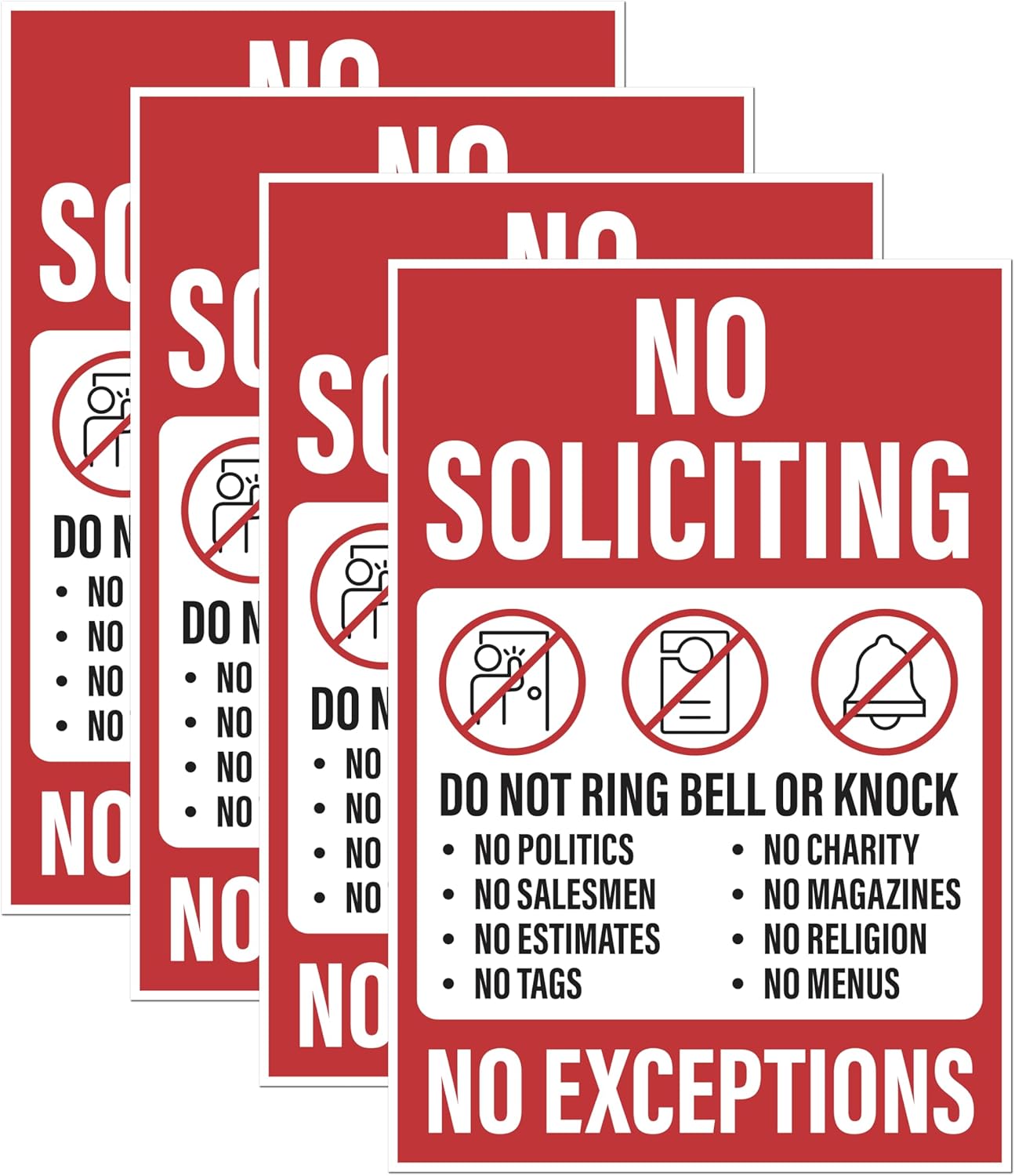 Amazon.com: 4pk No Soliciting Sticker Sign for House | No Soliciting No ...