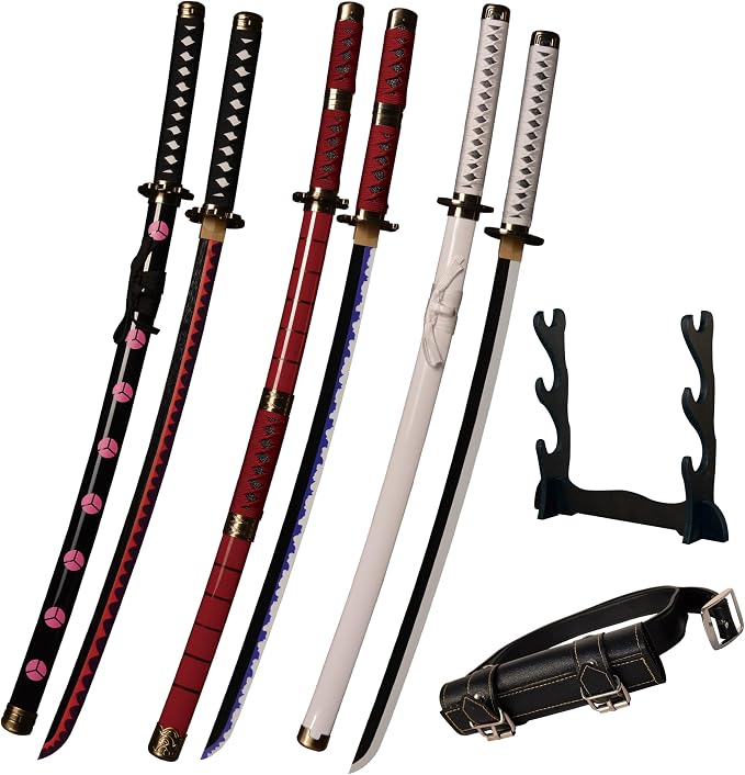 Amazon.com: JYFA Cosplay Roronoa Zoro 3-Piece Sword Set Katana 41 ...