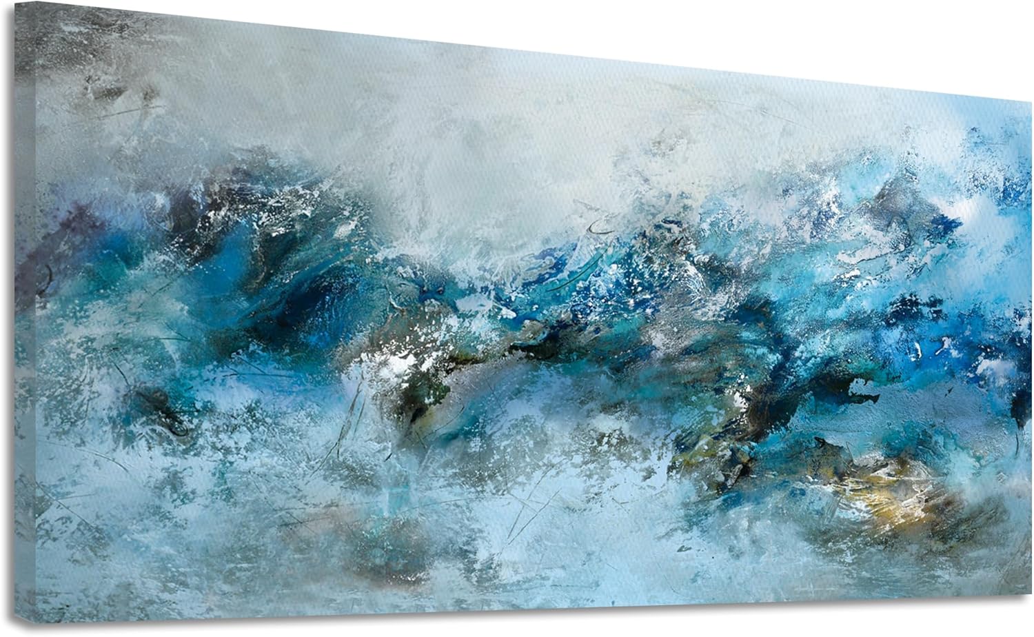 Amazon.com: BINCUE Large Abstract Wall Art Framed Blue Canvas Wall ...