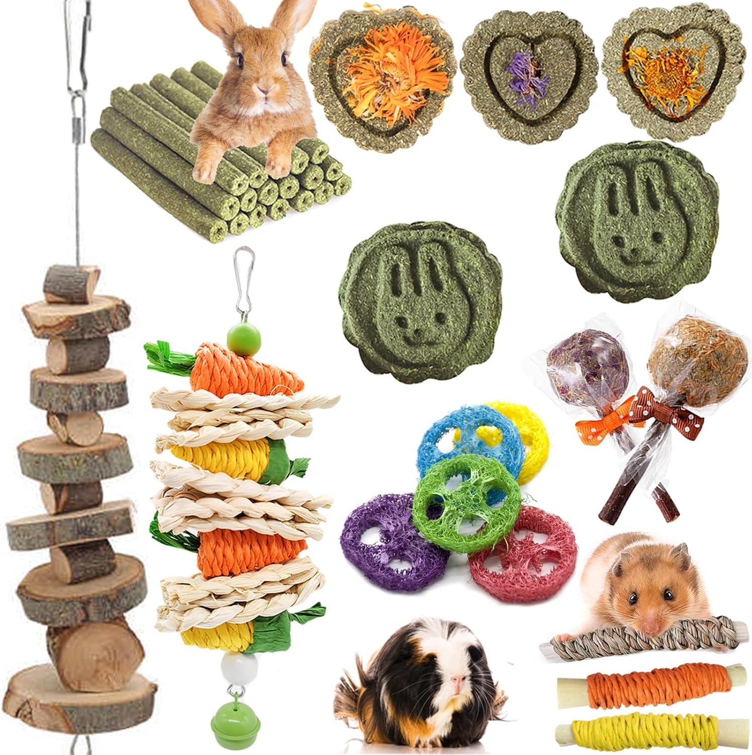 Amazon.com : Mechpia Rabbit Toys, Guinea Pig Toys Natural Timothy Hay ...
