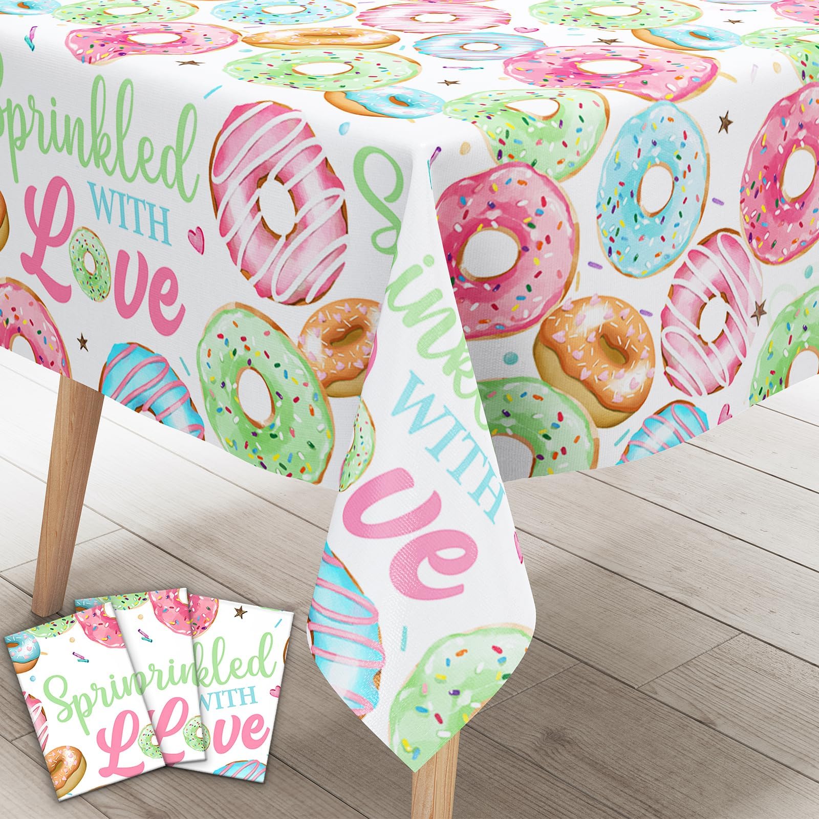 Amazon.com: JOYMEMO 3 Packs Sprinkled with Love Rectangular Tablecloths ...