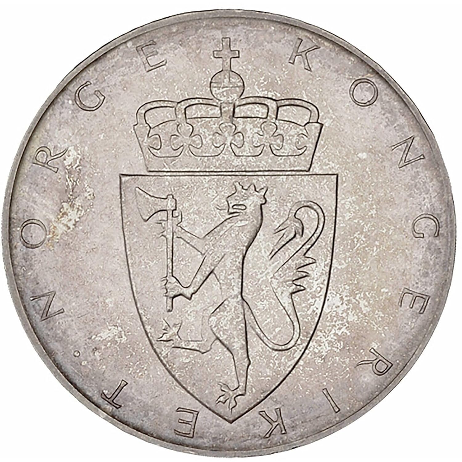 1964 AB 10 Norwegian Silver Krone Coin Minted Under Olav V of Norway ...