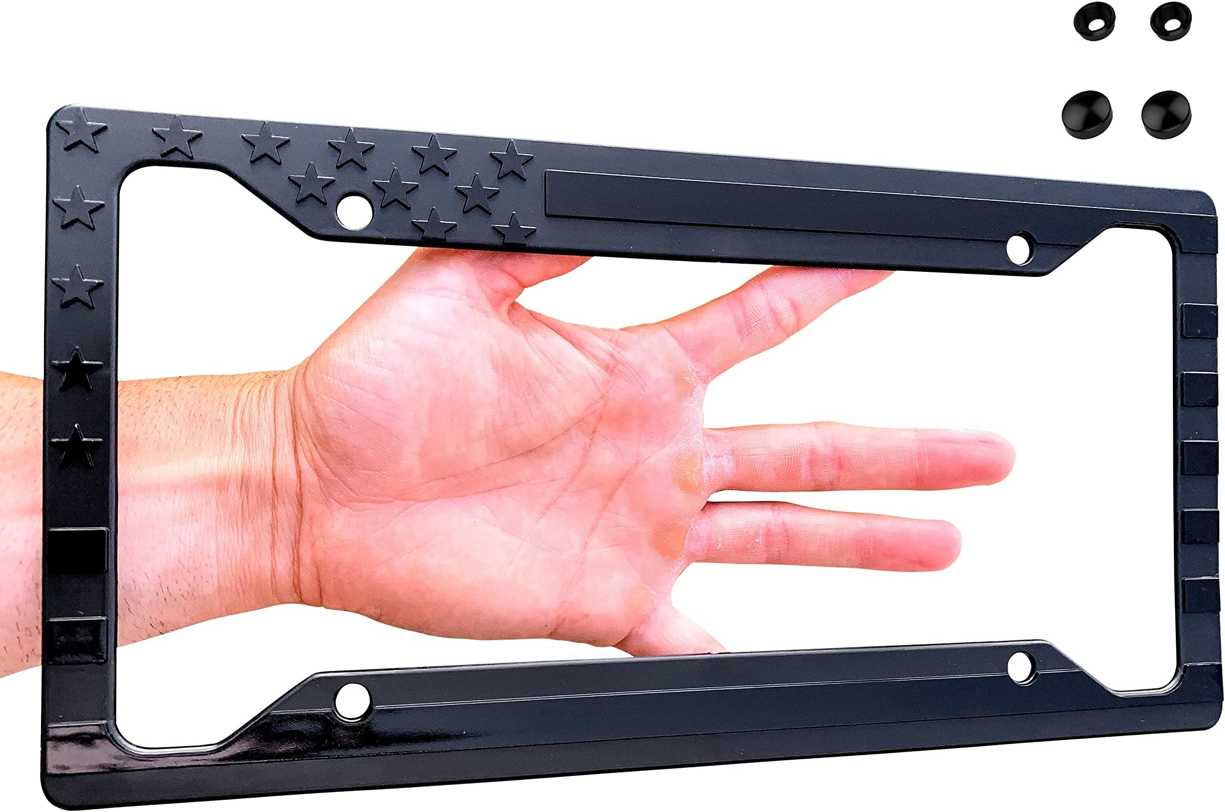 Amazon.com: Patriotic American Flag License Plate Frame Bracket. 3D ...