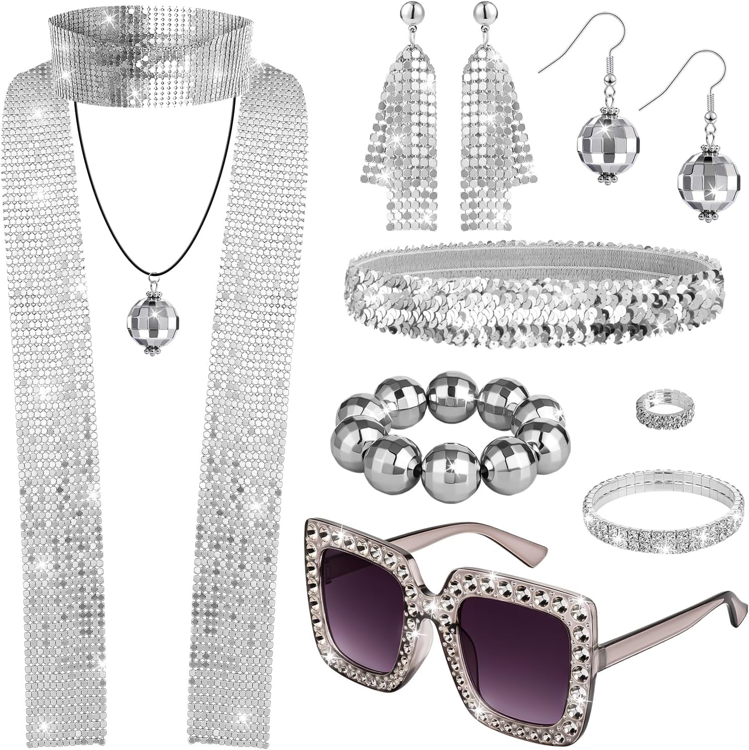 Amazon.com: JMZYJZH 11Pcs Disco Accessories Women, Disco Headband ...