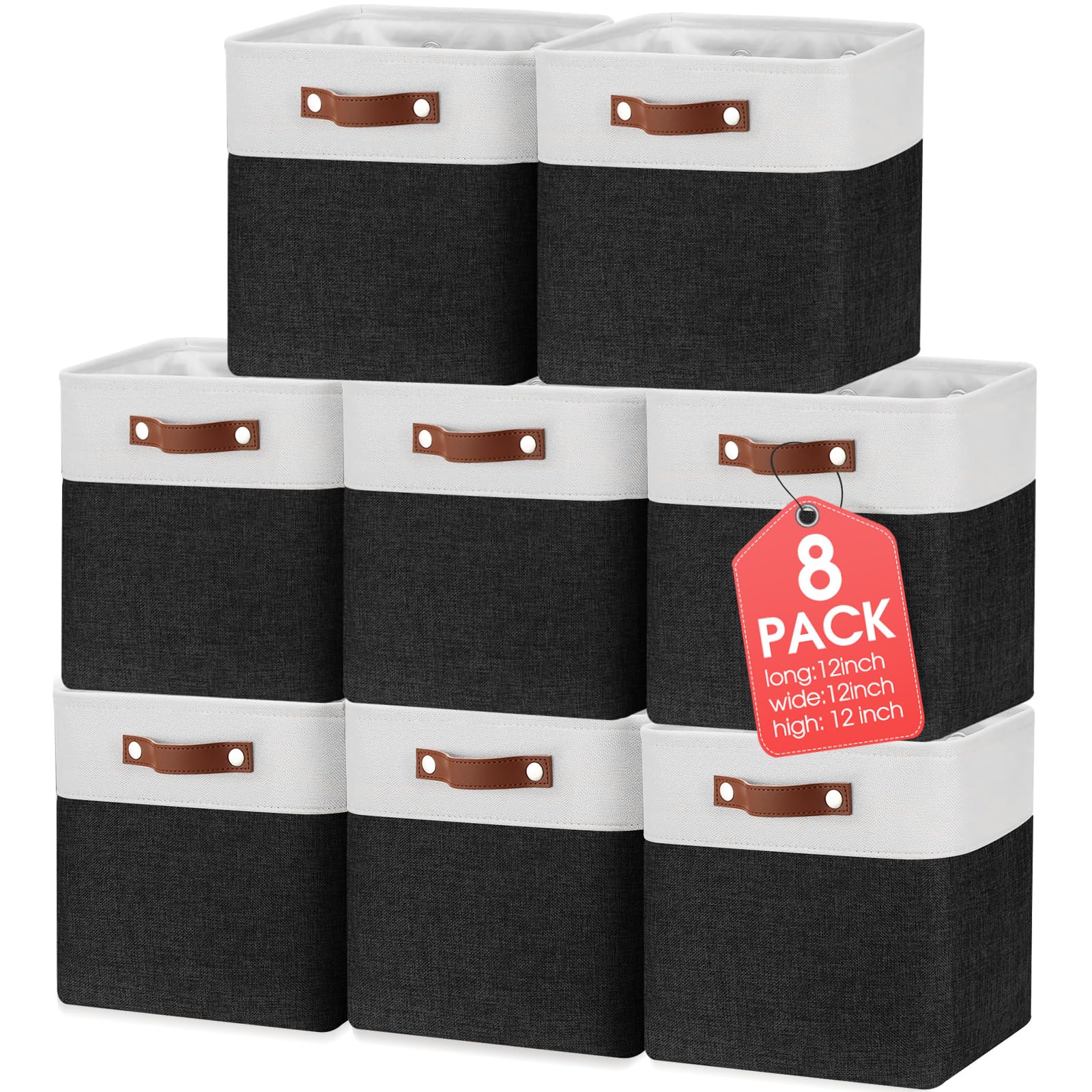 Amazon.com: Uiifan 8 Pack Fabric Storage Basket Storage Foldable Bin ...