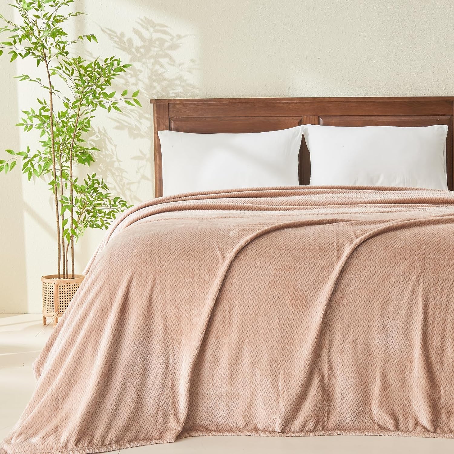 Amazon.com: NEWCOSPLAY Super Soft Queen Blanket Taupe Premium Silky ...