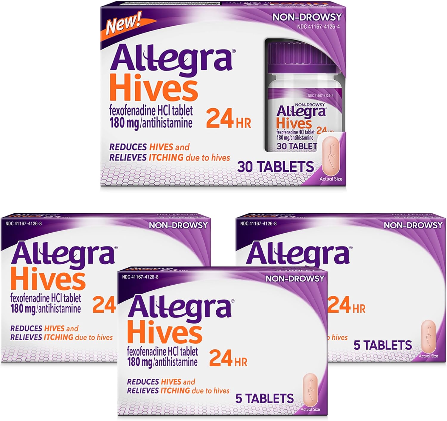 Amazon.com: Allegra Hives Non-Drowsy Antihistamine Tablets, 5-Count ...