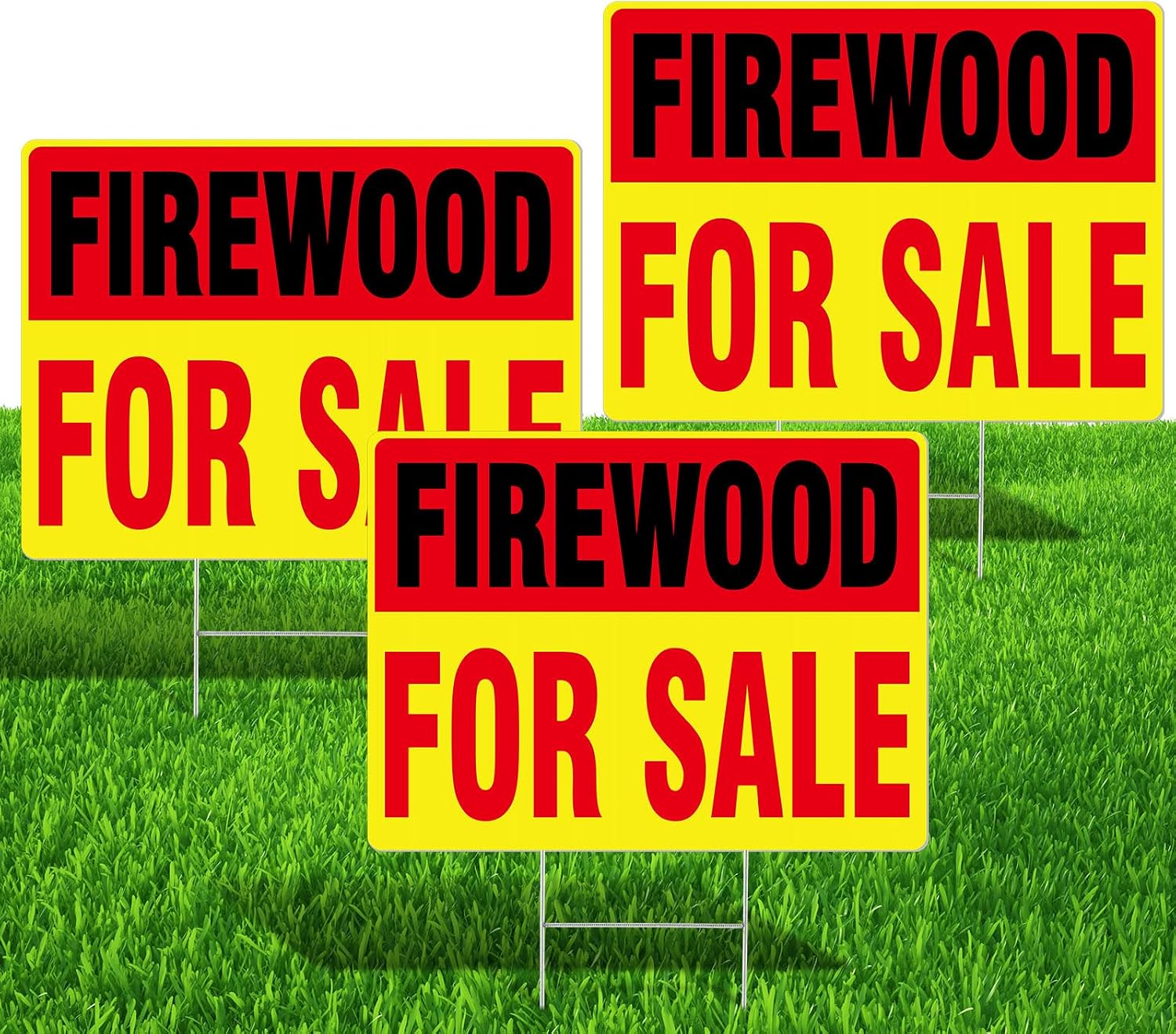Amazon.com : Memorywuu 3 Pcs Firewood for Sale Yard Signs with Metal H ...