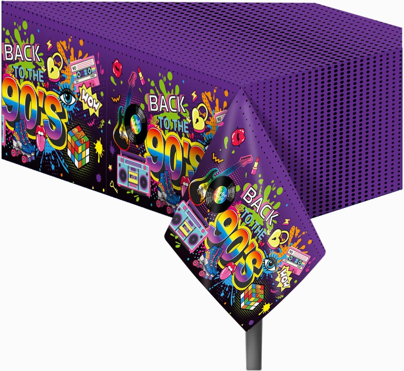 Amazon.com: CC HOME 1Pc 90s Party Plastic Tablecloth 54 x 87 Inch Long ...