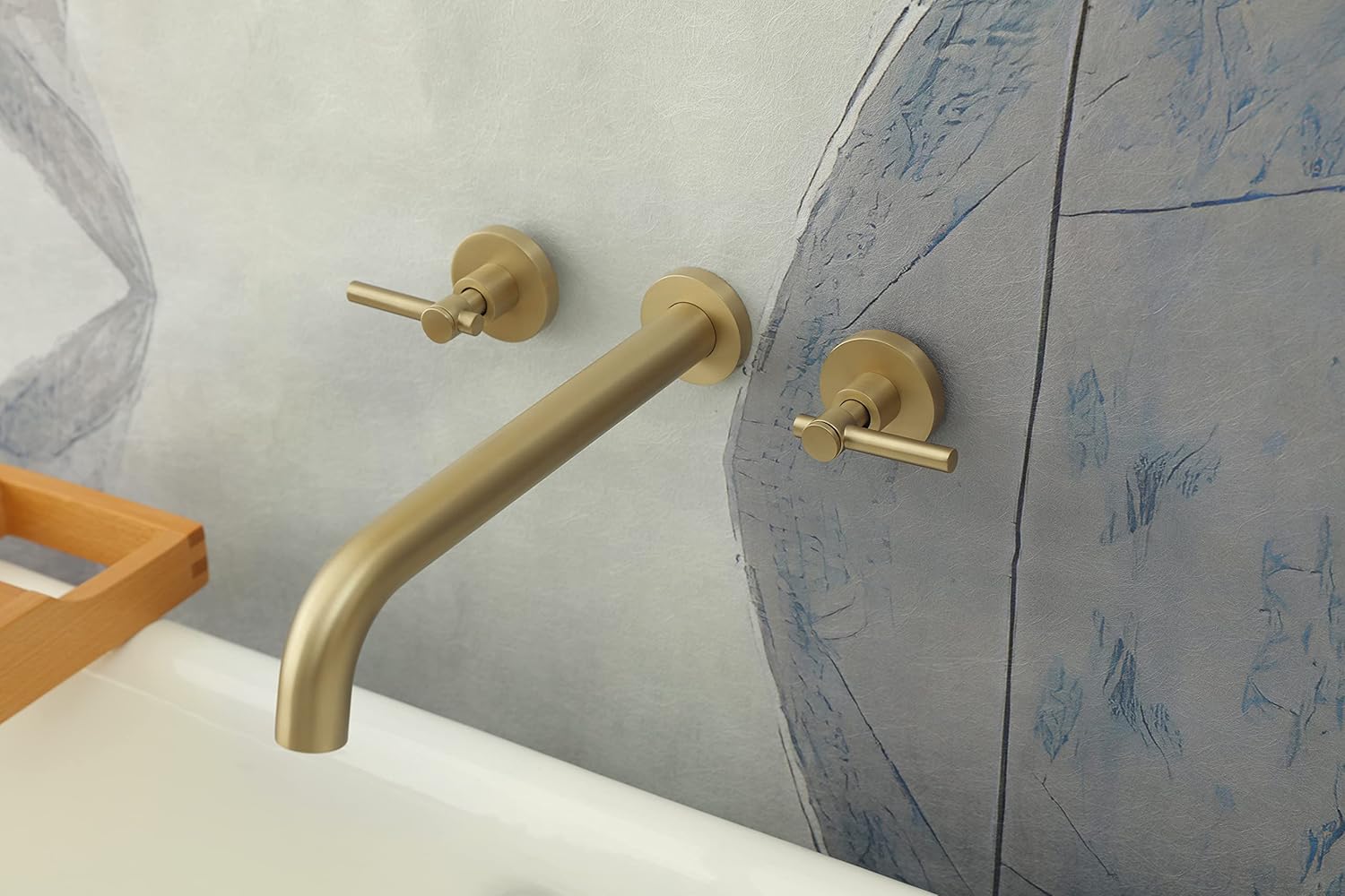 Wall Mount Tub Filler,Two Handle Bathtub Wall Faucet,Extra Long Spout ...