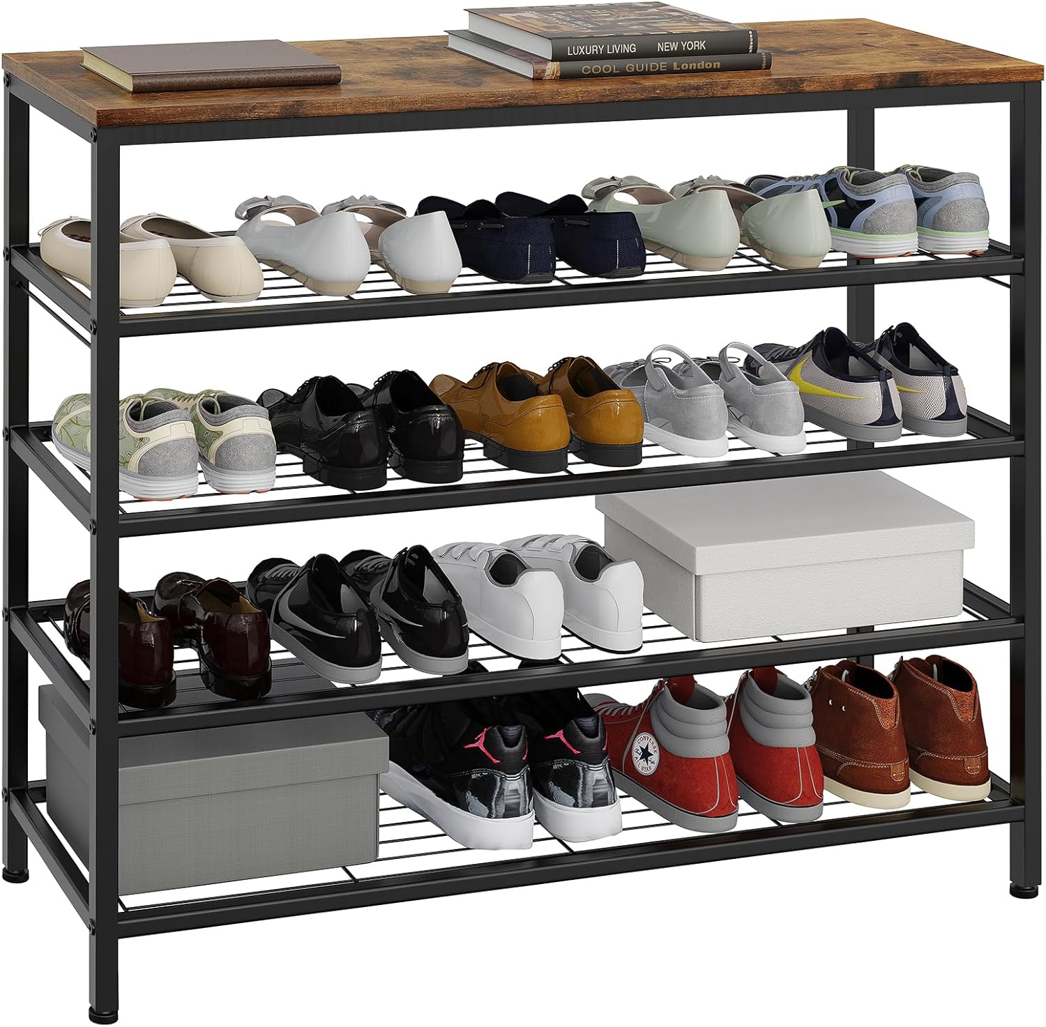 Amazon.com: usikey 5-Tier Shoe Rack, Industrial Shoe Storage Organizer ...