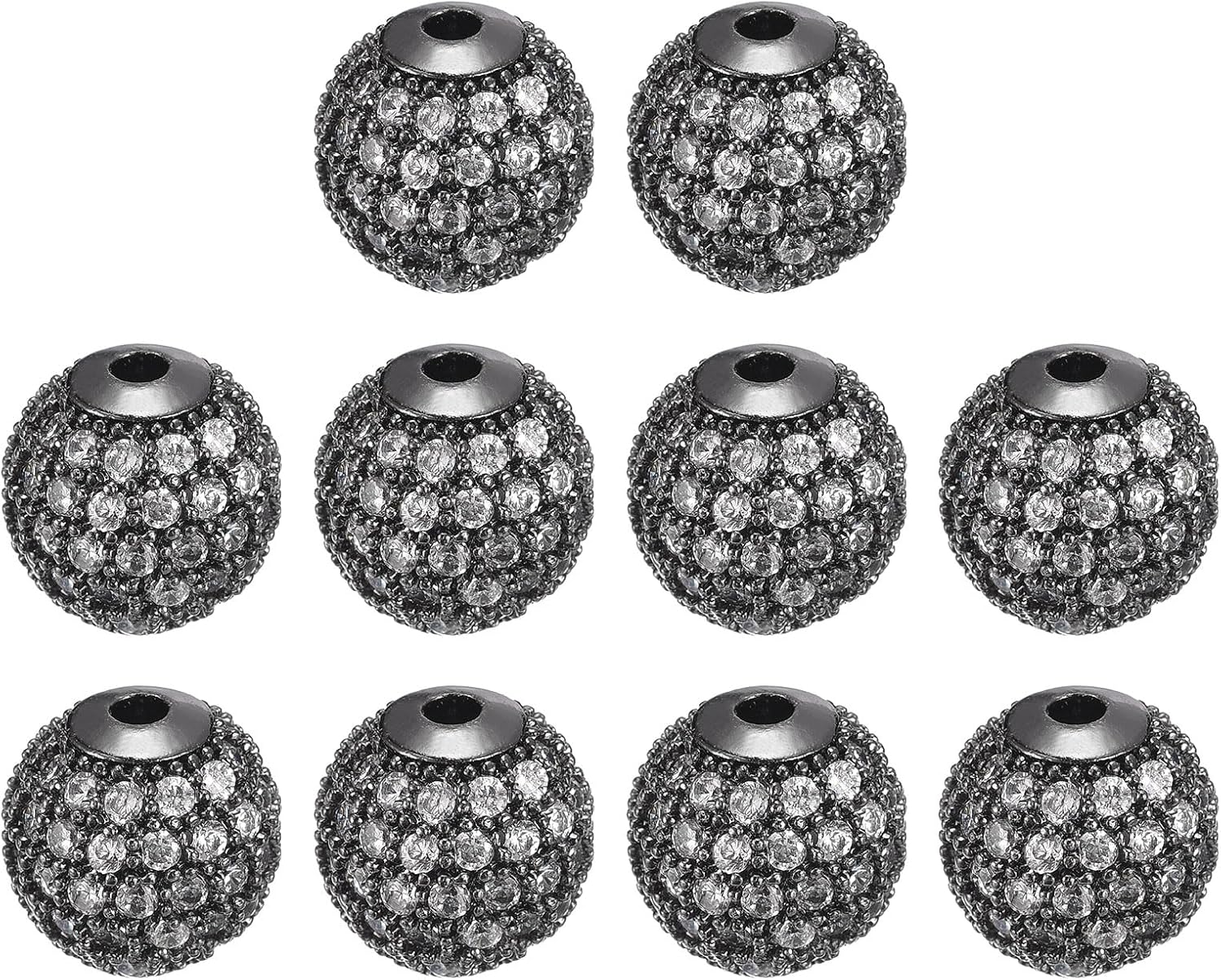 Amazon.com: uxcell Charm Rhinestone Beads, 10Pcs 8mm Zircon Pave ...