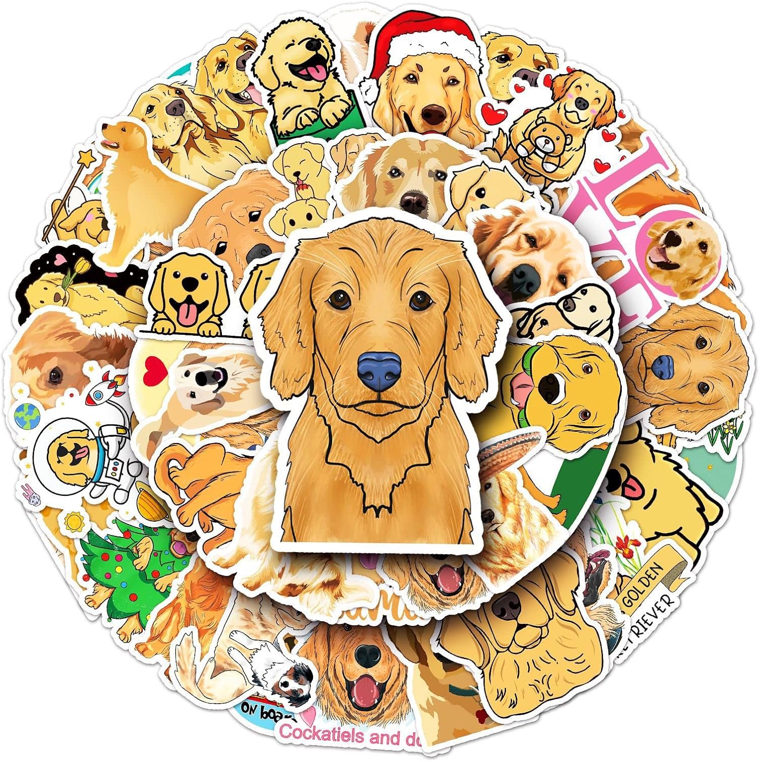 Golden Retriever Aufkleber für Laptop(50 PCS),Geschenk für Kinder Teens ...