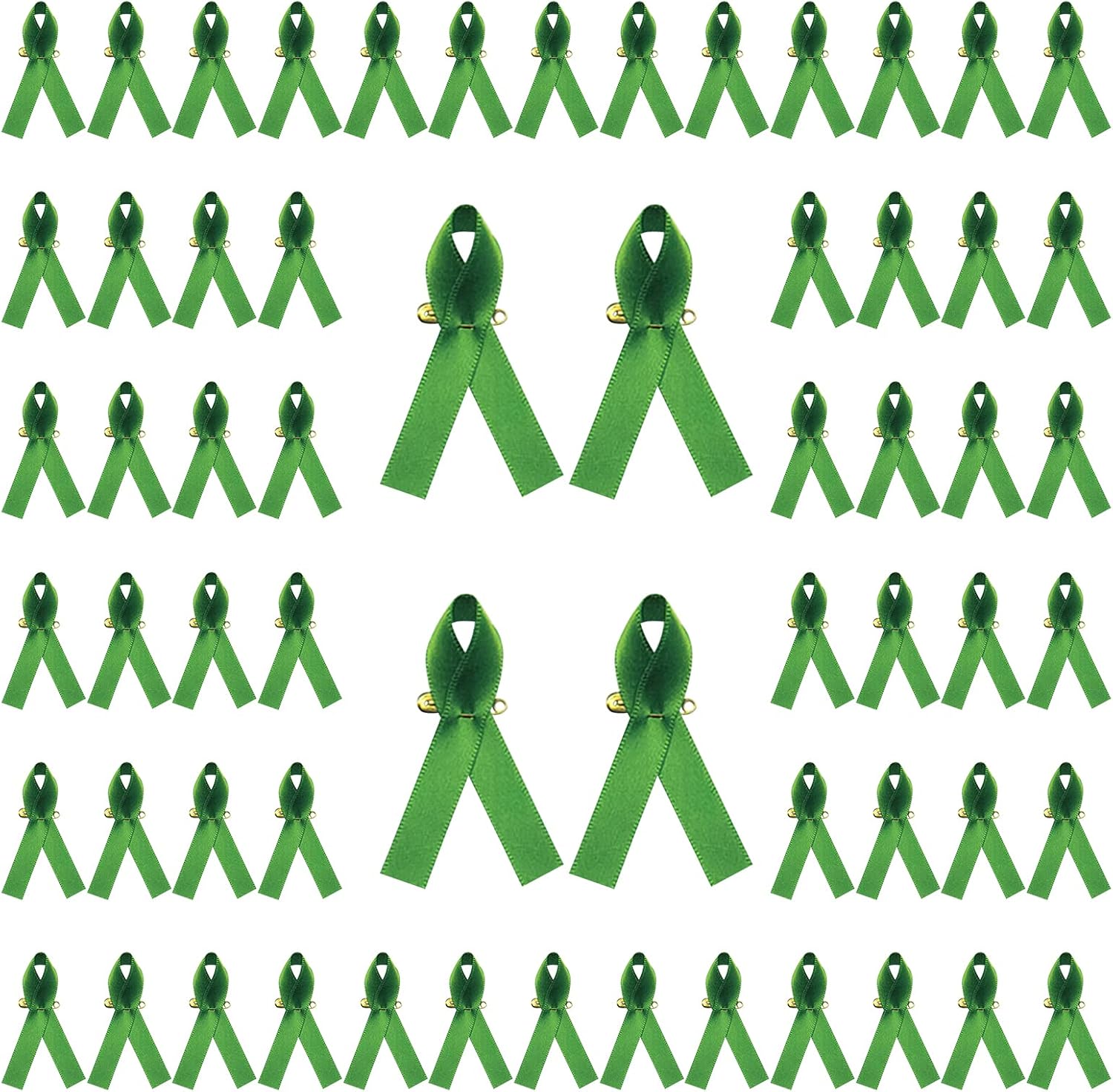 CRAFFANCY 200 Pcs Green Mental Health Awareness Ribbons with Safety ...