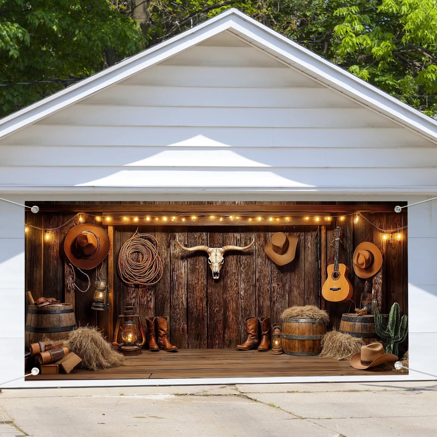 Amazon.com : Western Cowboy Garage Door Cover Banner Decorations ...