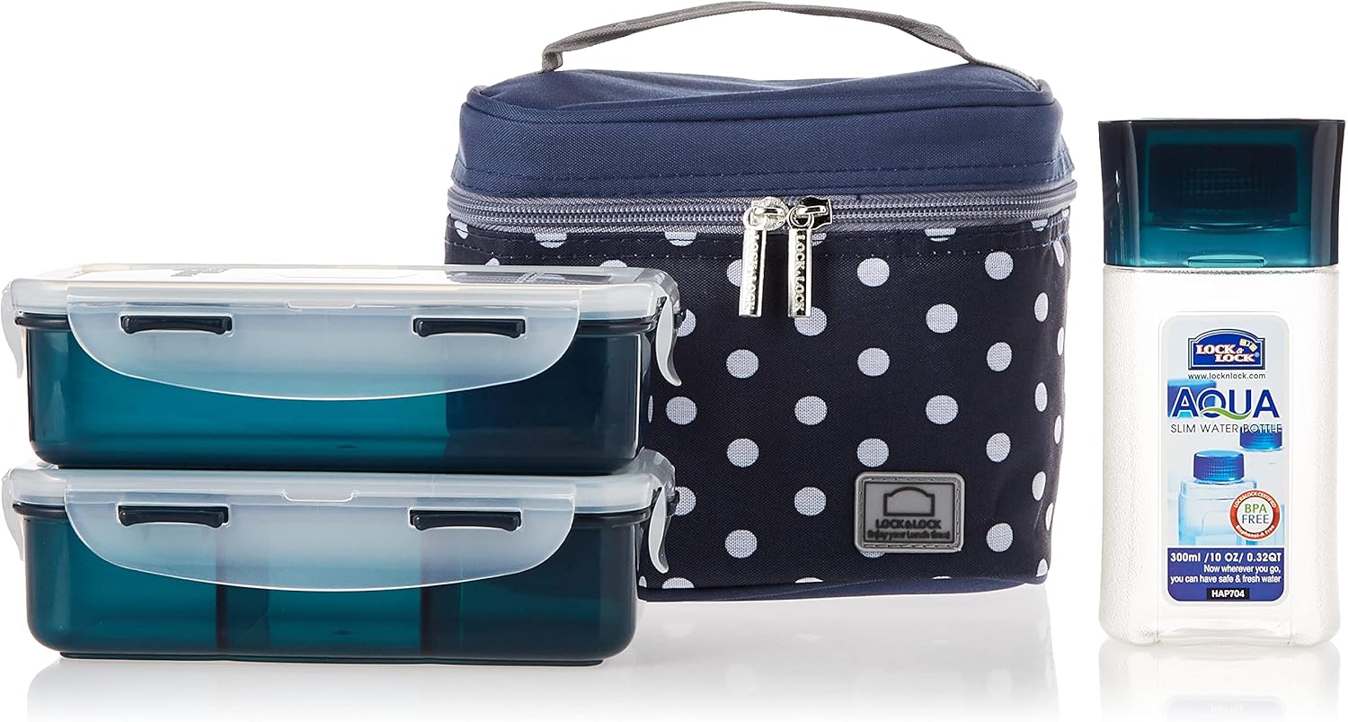 LocknLock Lunch Box Set With Blue Bag Dotted : Buy Online at Best Price ...