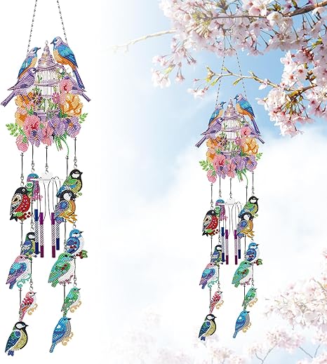 Amazon.com : Melwod Diamond Art Wind Chimes, DIY Dotted Diamond Wind ...