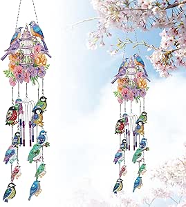 Amazon.com : Diamond Art Wind Chimes, DIY Dotted Diamond Wind Chime Kit ...