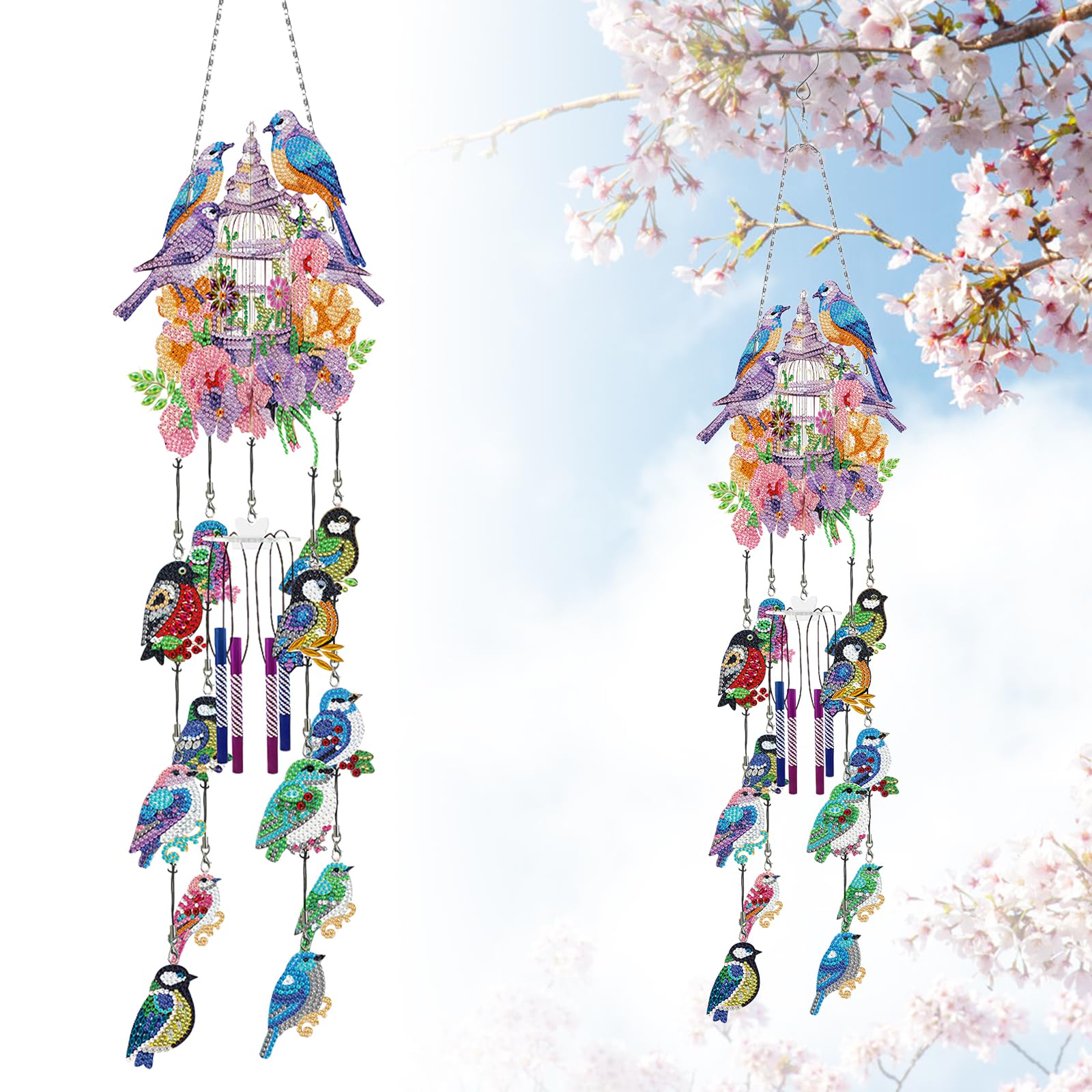 Amazon.com : Diamond Art Wind Chimes, DIY Dotted Diamond Wind Chime Kit ...