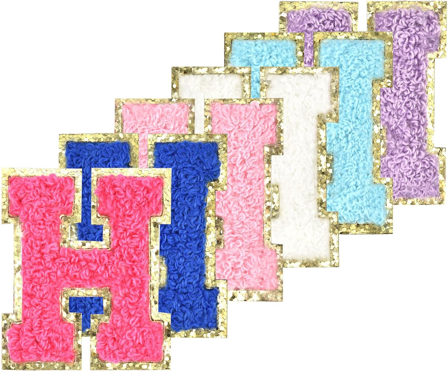 Amazon.com: 6Pcs Self Adhesive Chenille Letter Patches Iron on Varsity ...