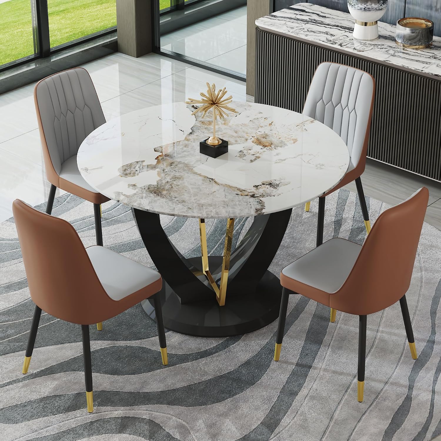 Amazon.com - JUFU Round Dining Table Set for 4, 42