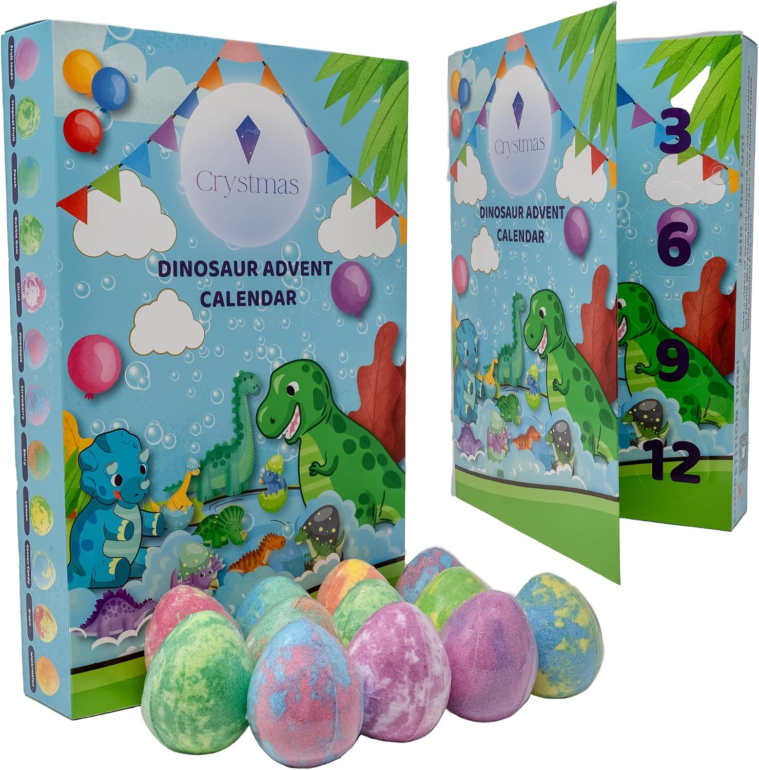 12-Day Dinosaur Advent Calendar 2024 - Kids Bath Bomb Calendar with ...