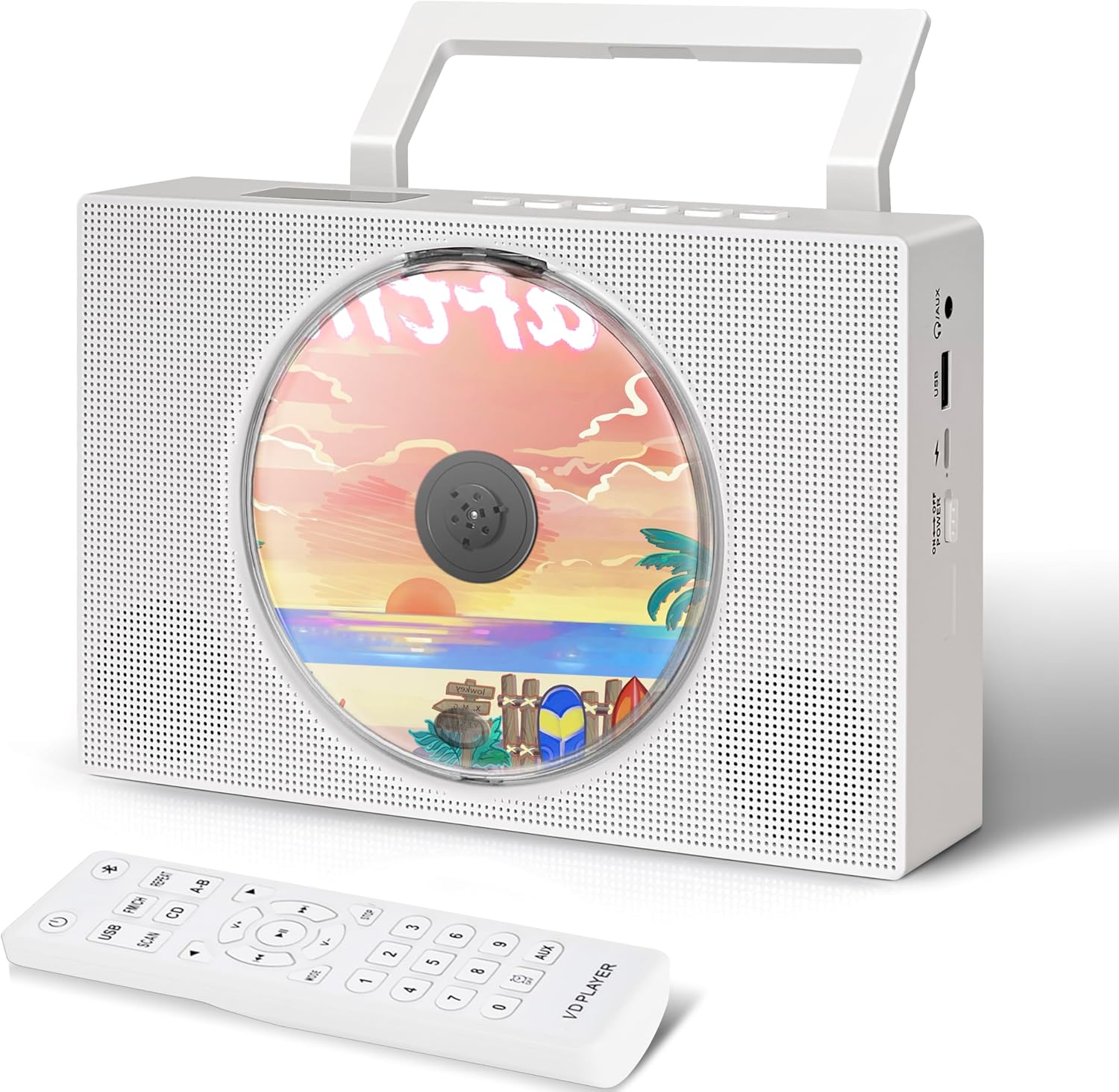 CD-spelare med Bluetooth, bärbar CD-spelare, FM-radio, Bluetooth ...