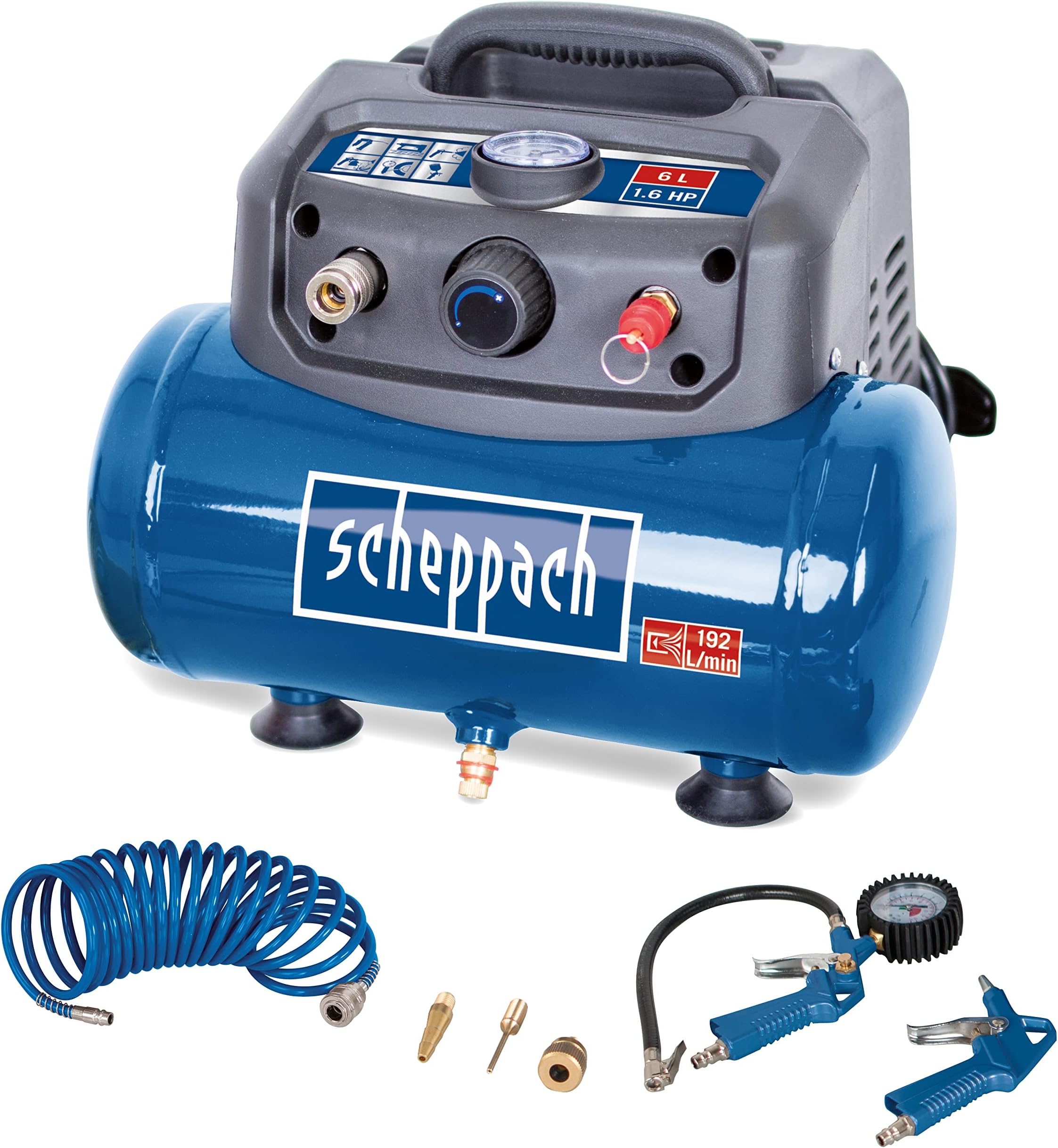 Scheppach Druckluft Kompressor HC06 ölfrei | 6L Kessel | 8 bar ...