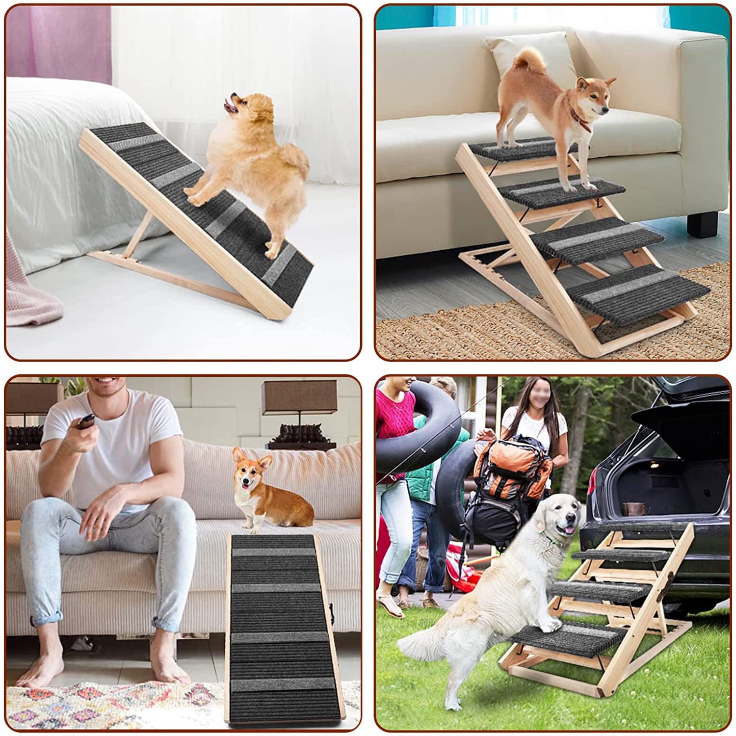 Dog Ramp for Bed, Large Pet Ramps with Stairs for High Beds, 41" Long ...