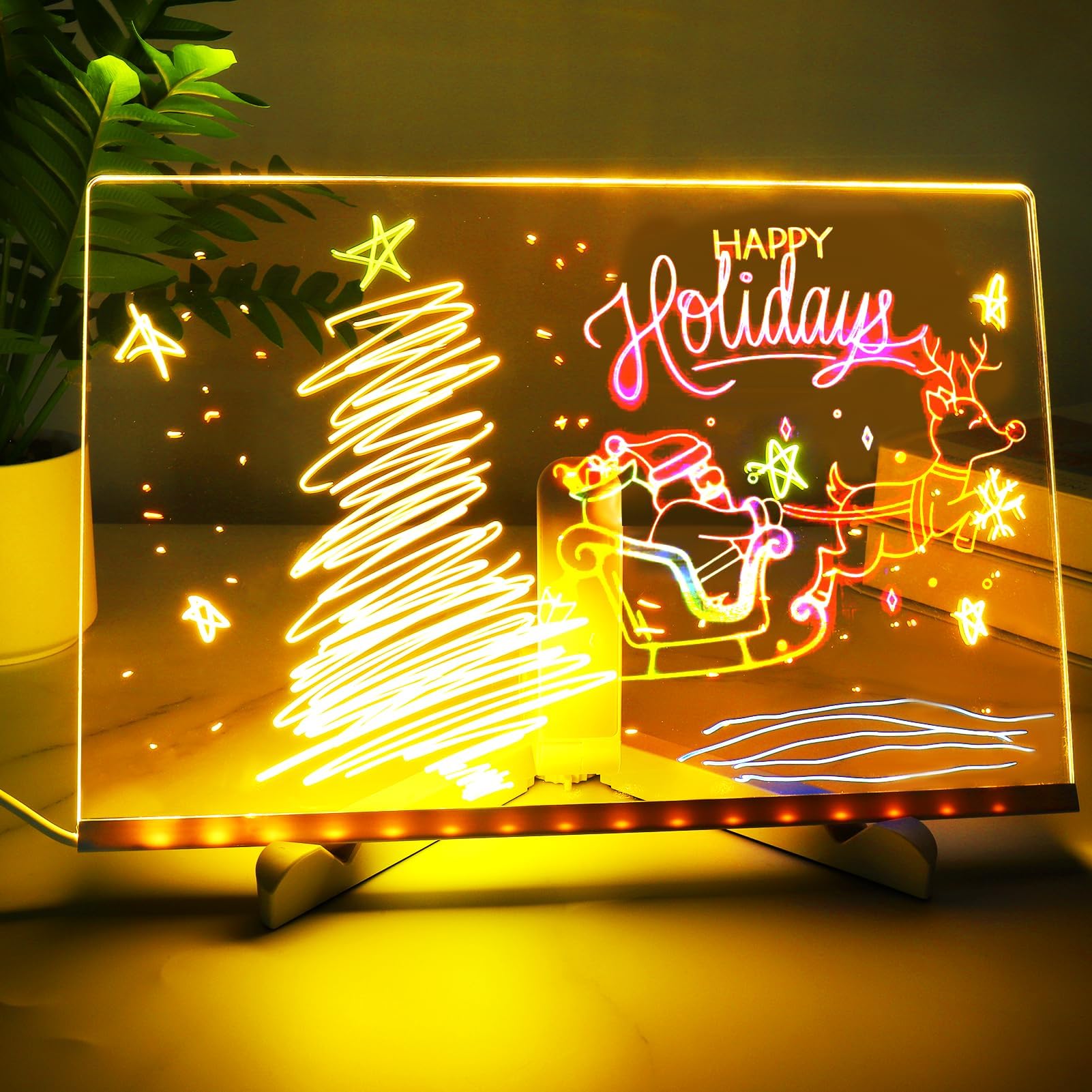 Amazon.com : LED Note Board with Colors, Acrylic Dry Erase Board with ...