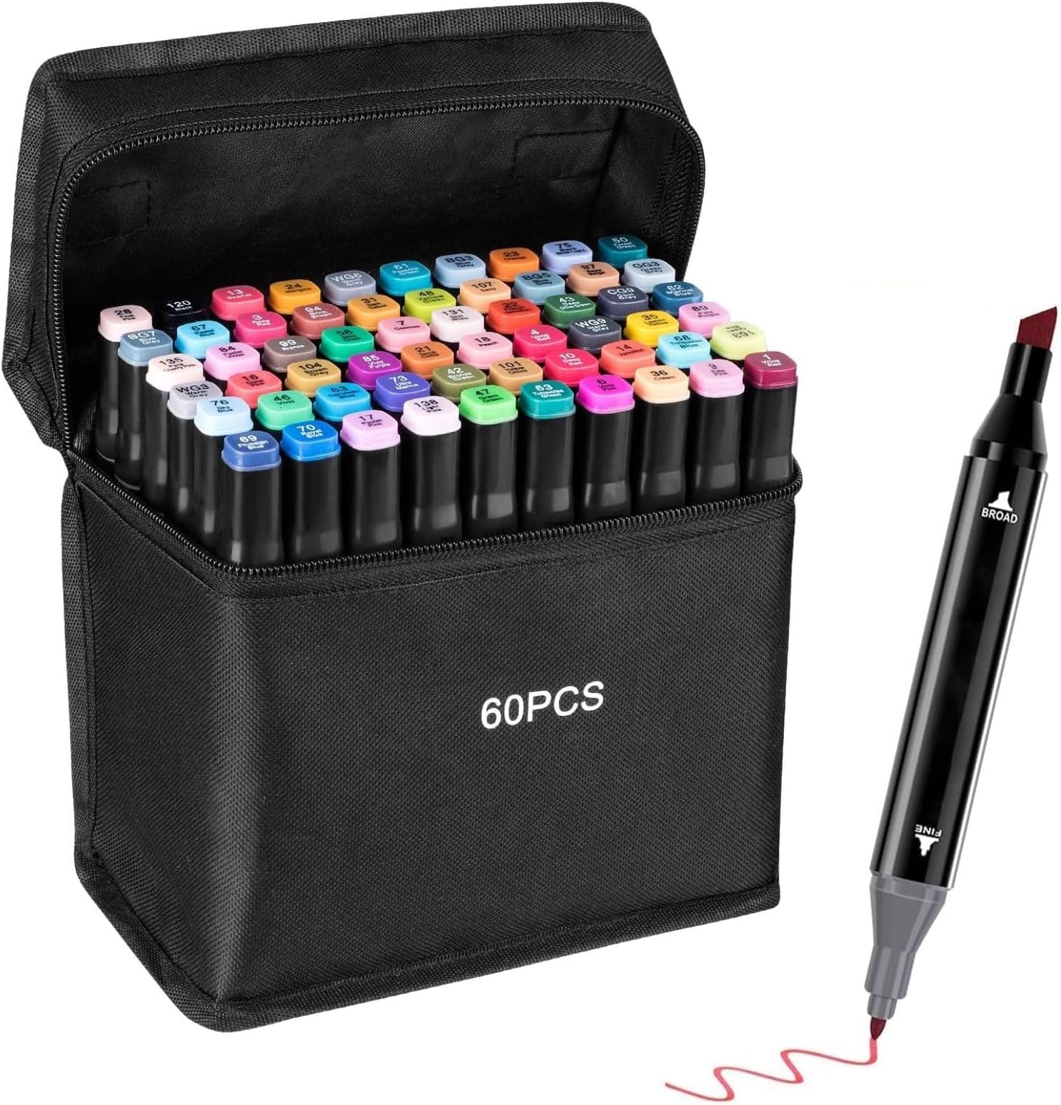 Alcohol Markers, 60 Colors Dual Tip Art Markers for Kids, Colouring ...